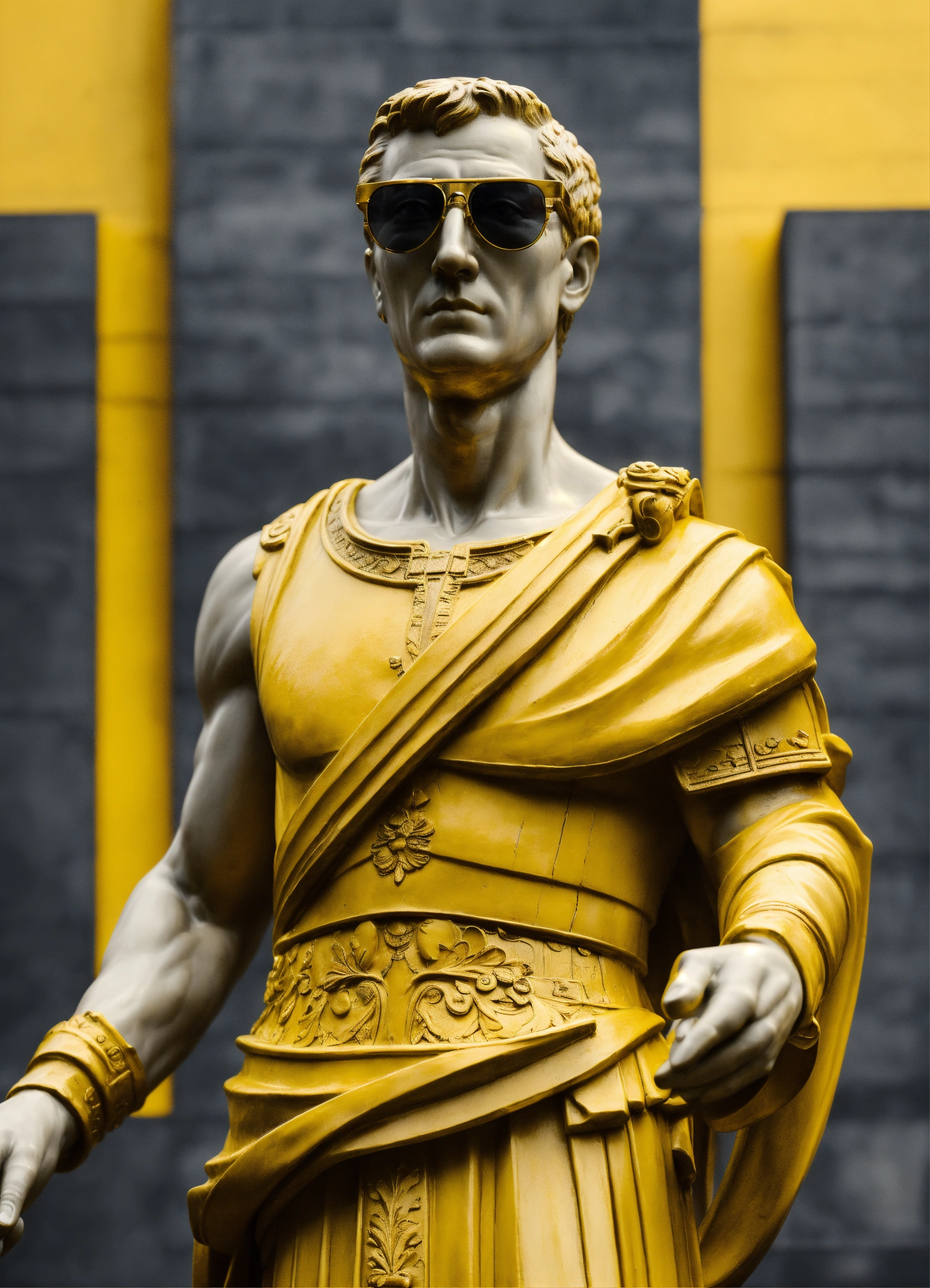 Lexica - Julius Caesar statue with yellow color and matte texture, with ...