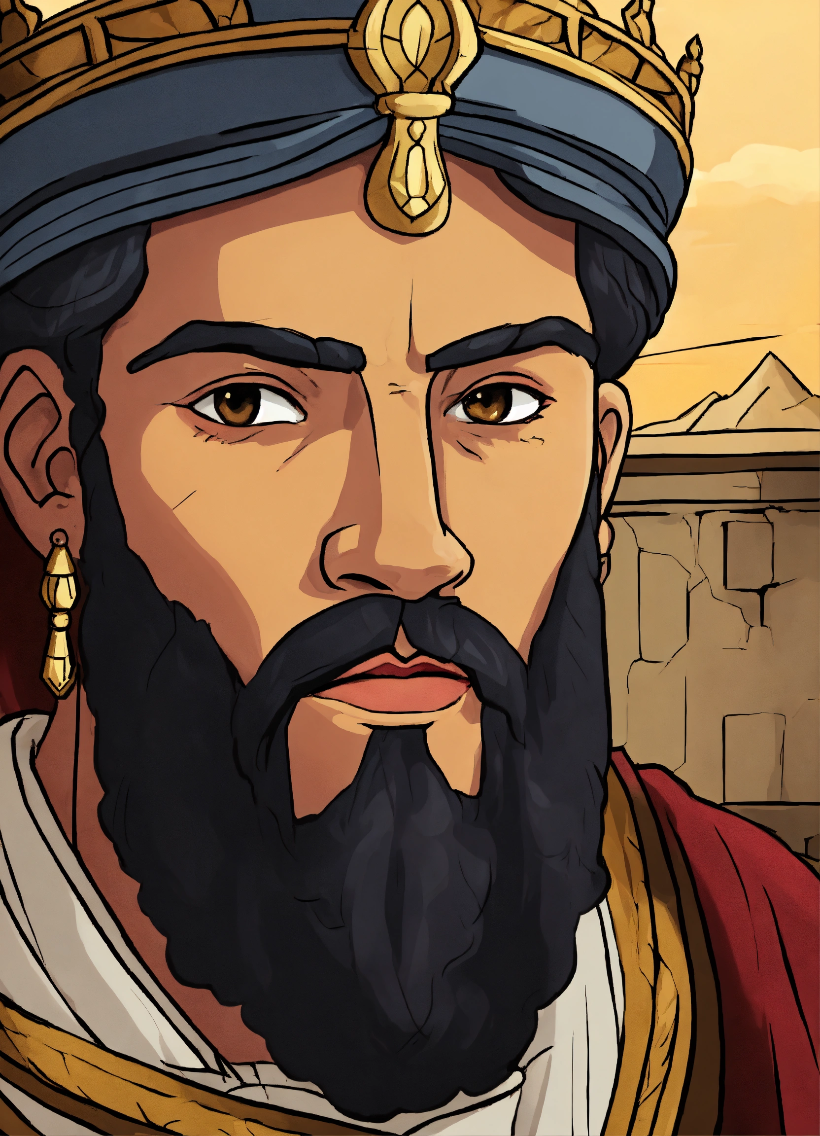 Lexica - 25 year old King jehoram from the bible, 2d cartoon, face closeup