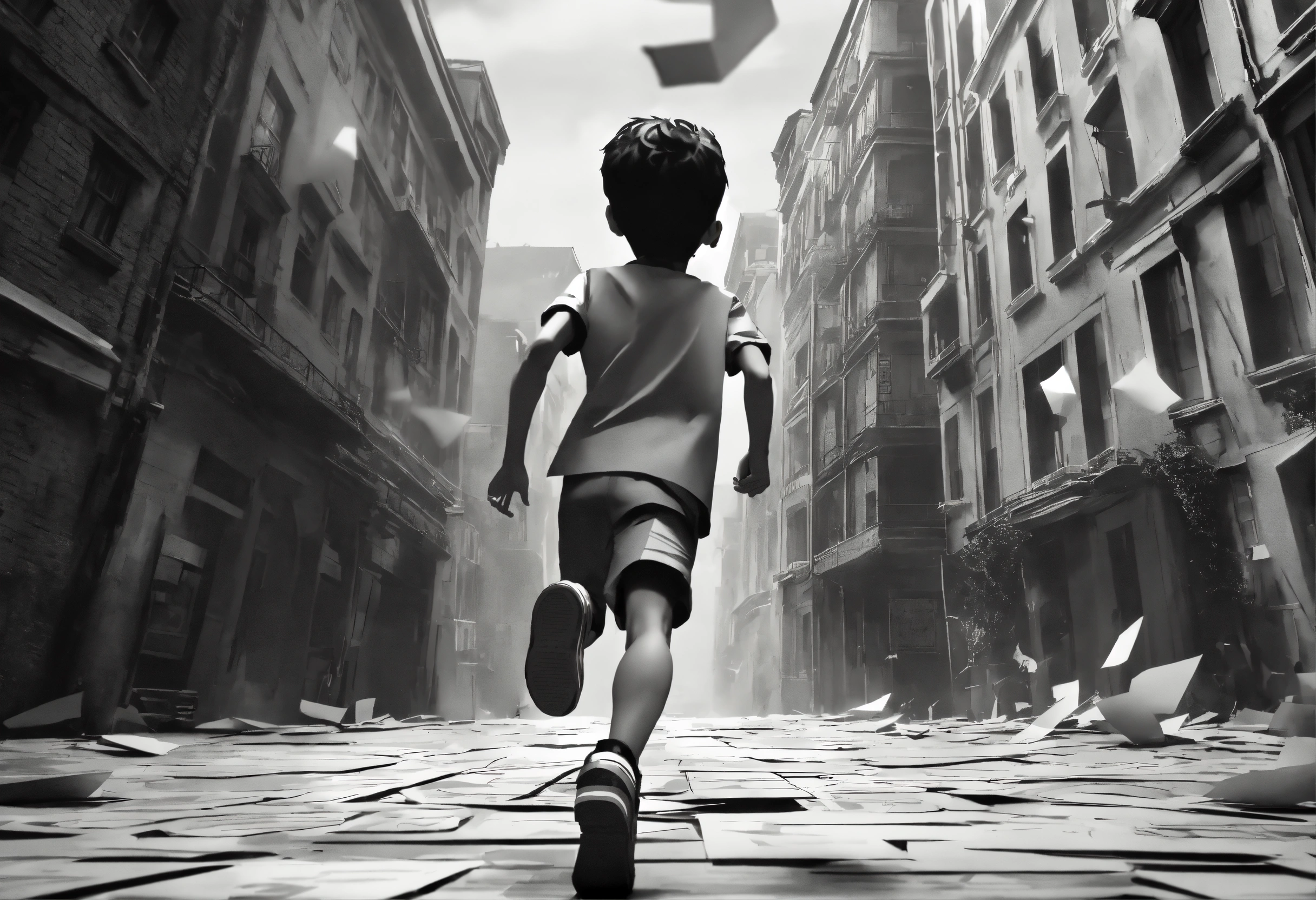 Lexica - Black and white boy made of paper, body shape cut from paper ...