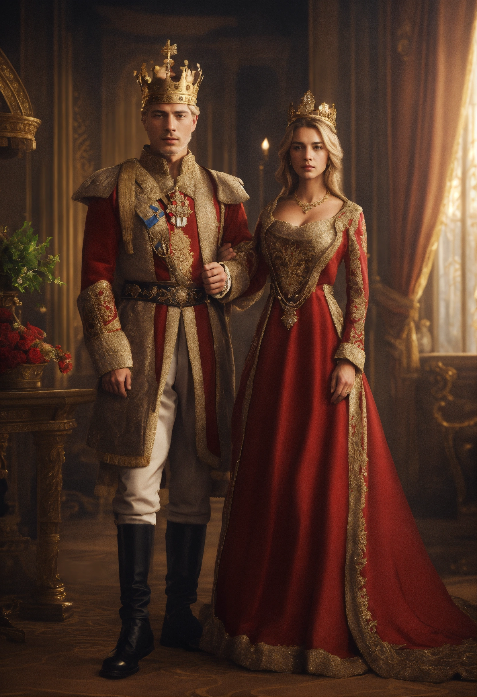 Lexica - King and queen, old times,realistic,4k,detailed, kingdom ...