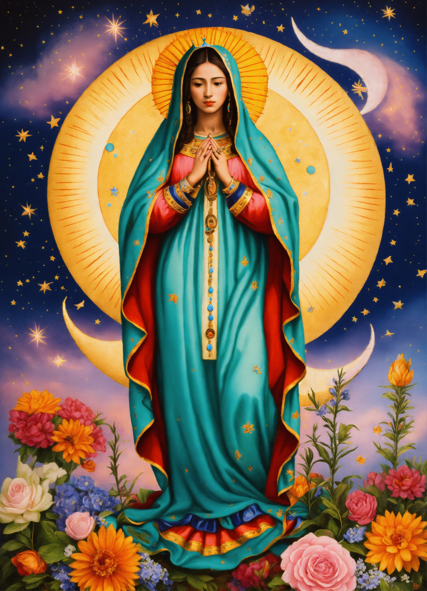 Lexica - Virgen de Guadalupe as a moon goddess with a crescent moon ...