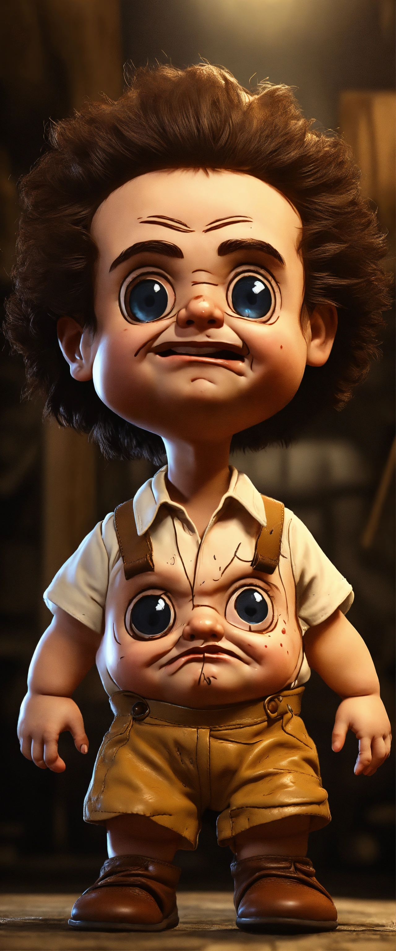 Lexica - Leatherface as a cute baby, cartoon effect, very big eyes ...