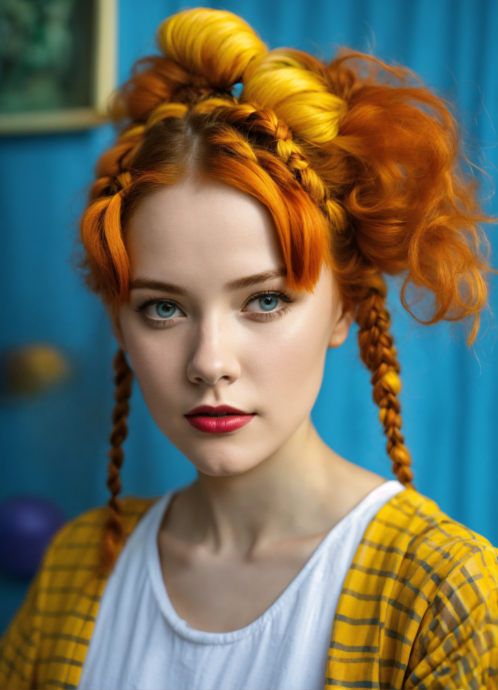 Lexica - Eccentric hairstyle in the style of Pippi longstocking