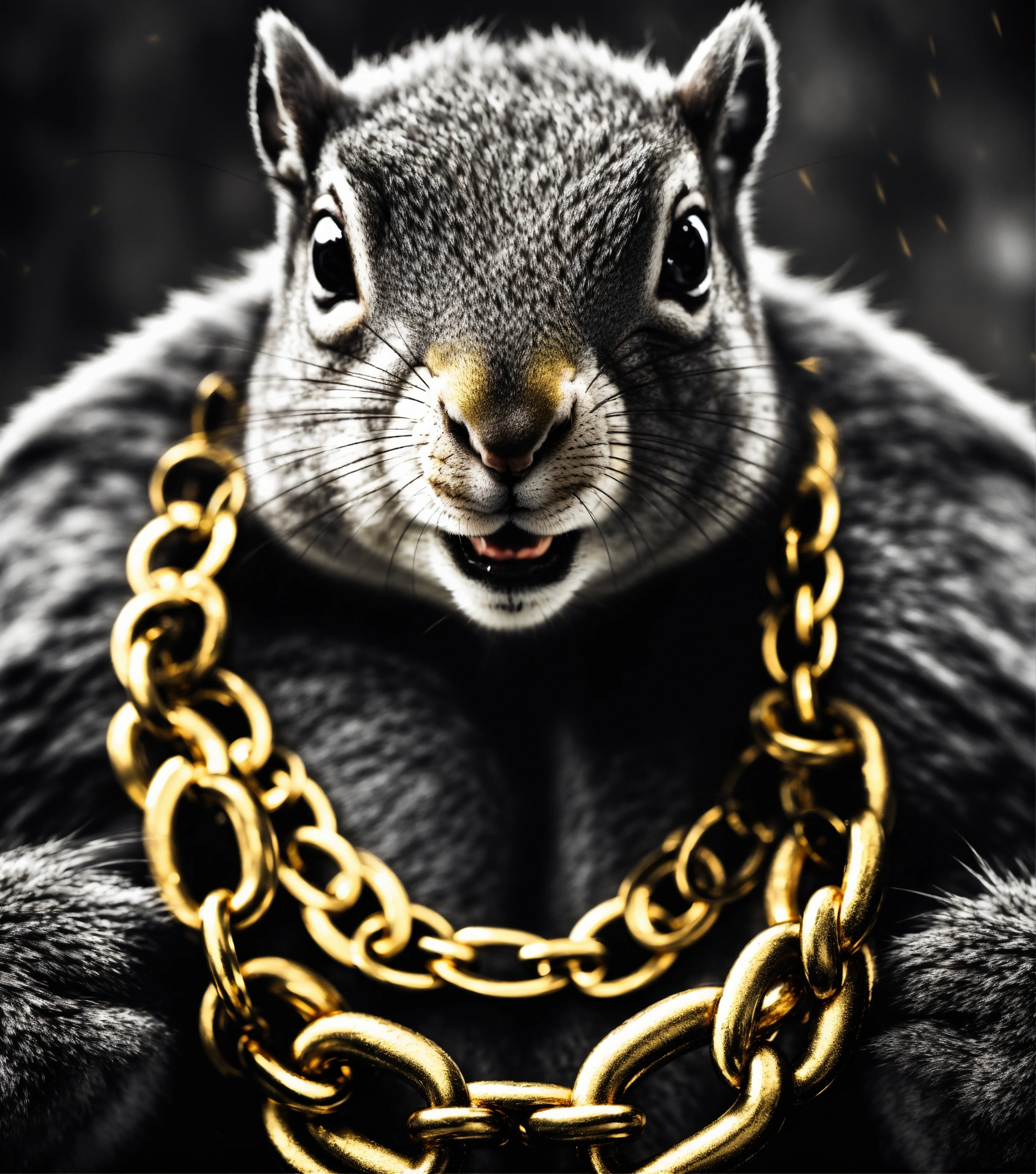 Lexica - Black and white illustration of masculine squirrel, fierce ...