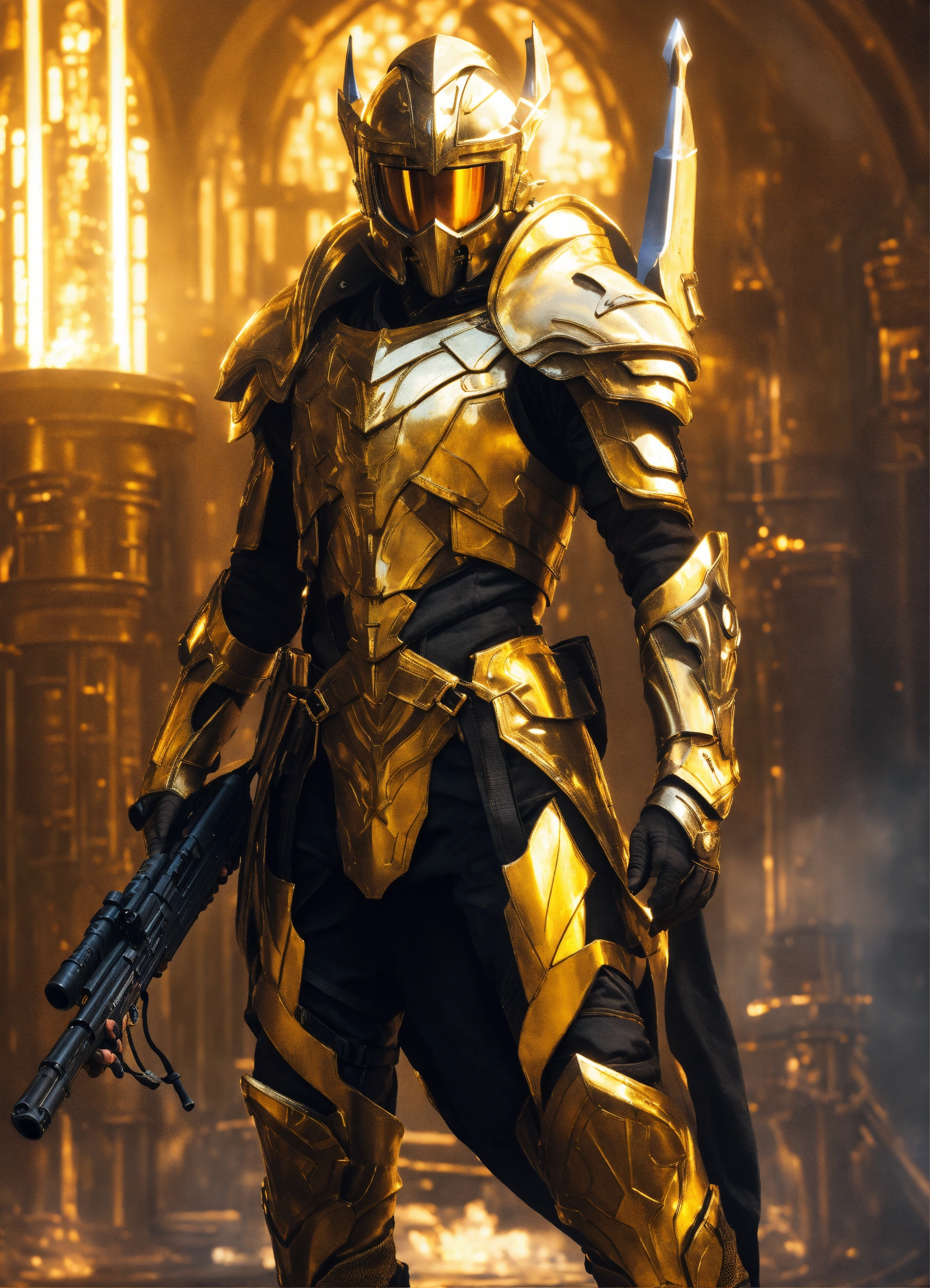 Lexica - Full body of a high elf sci fi soldier wearing heavy sci fi ...
