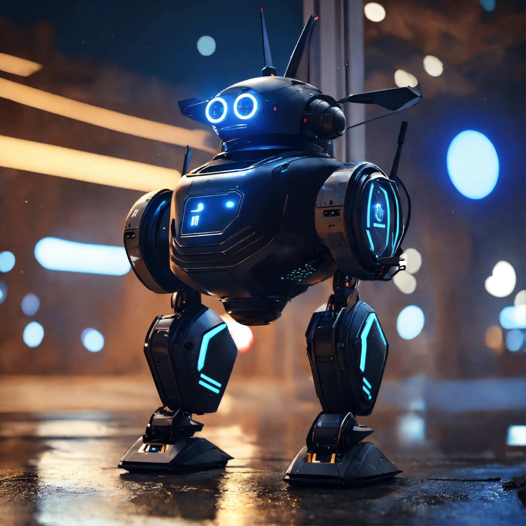 Lexica - A black small flying robotic patrol bot ready to attack in the ...
