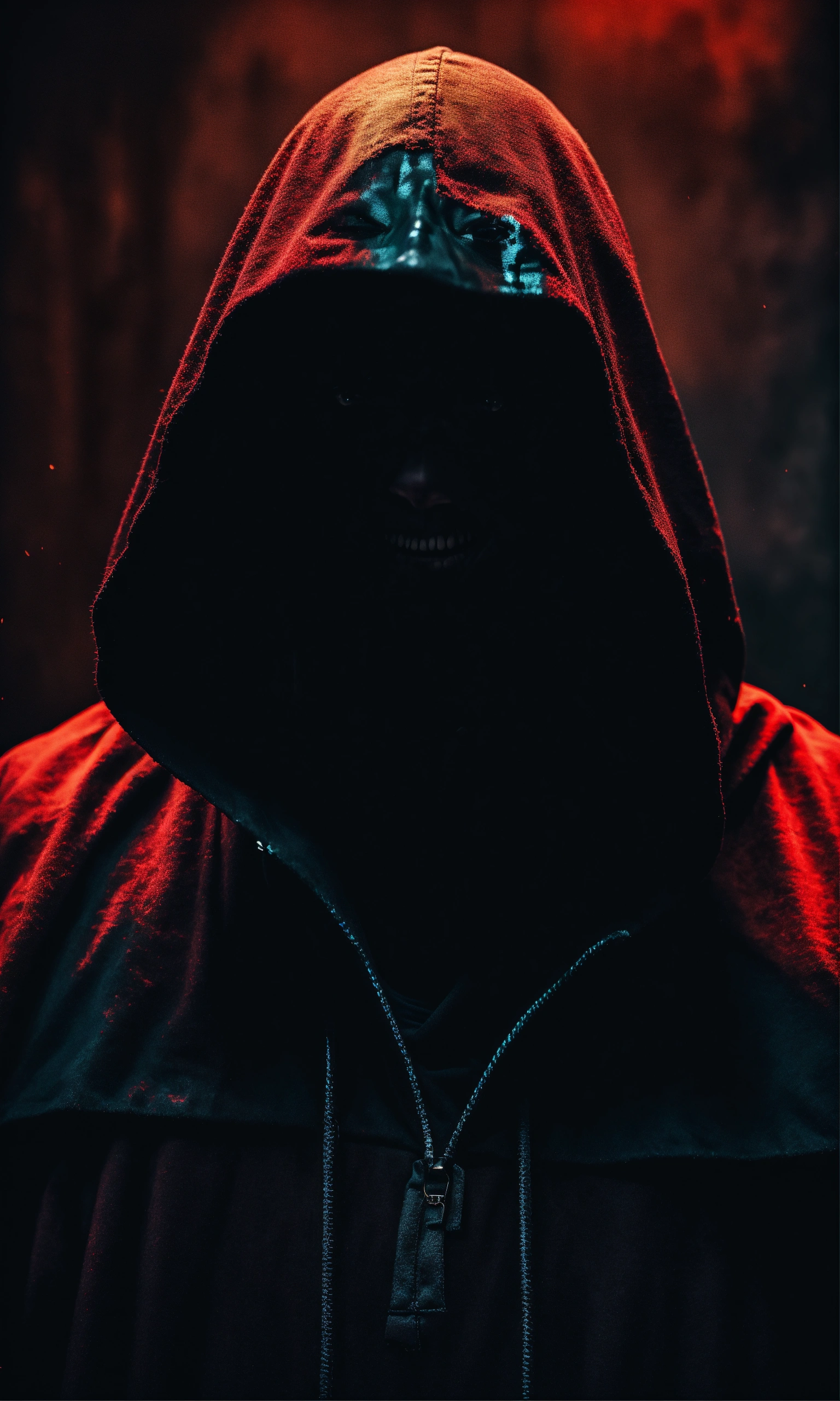 Lexica - Portrait of a scary man with black hood