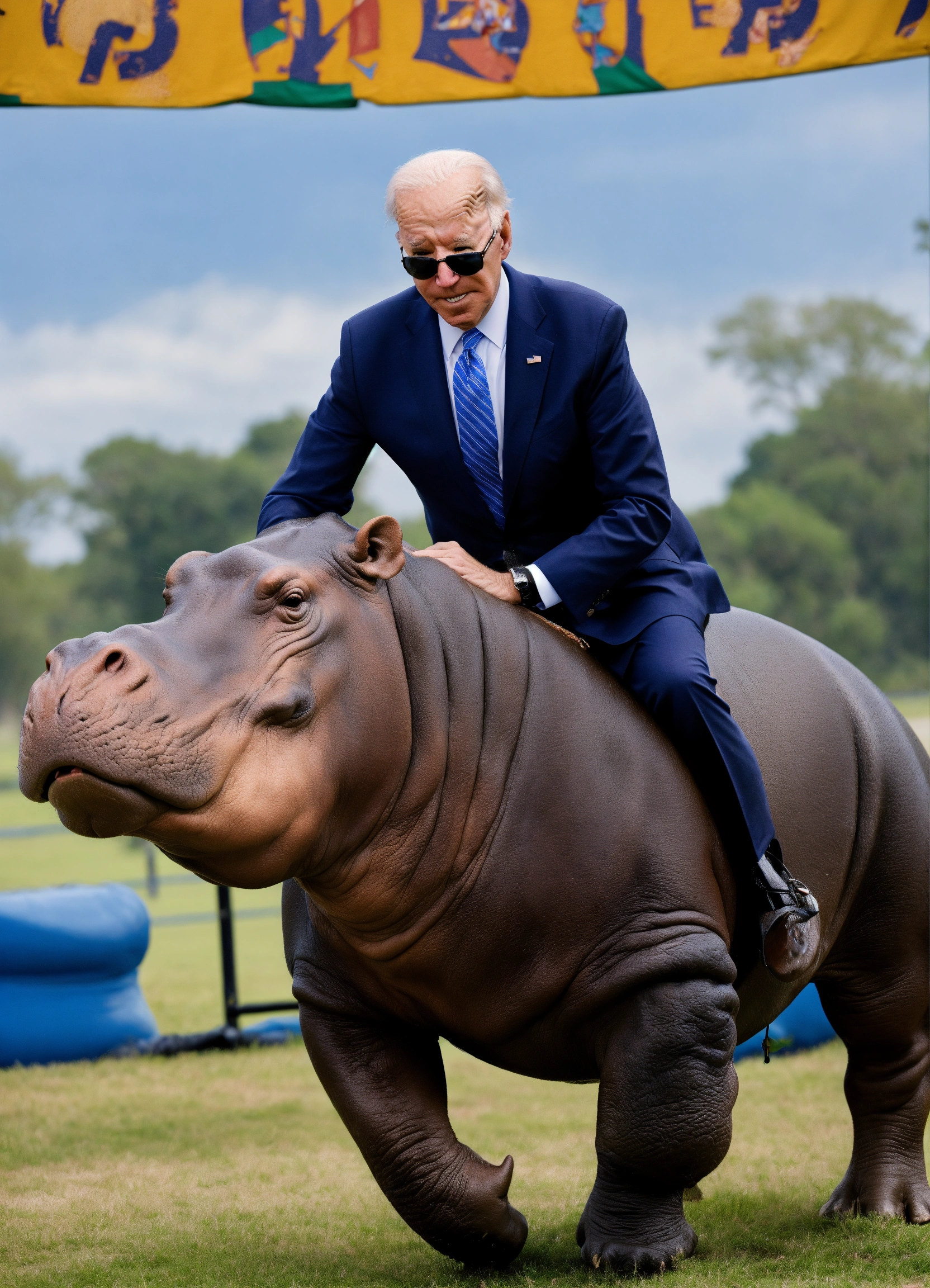 Lexica - Joe biden riding a hippo