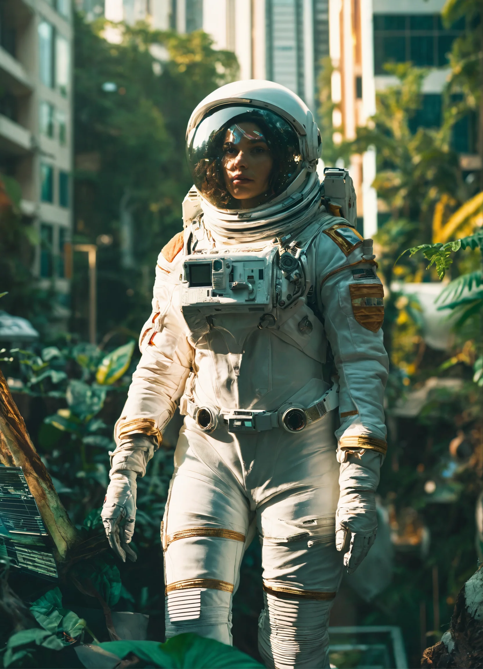 Lexica - Medium-full shot, photo portrait titled "Lone female Astronaut ...