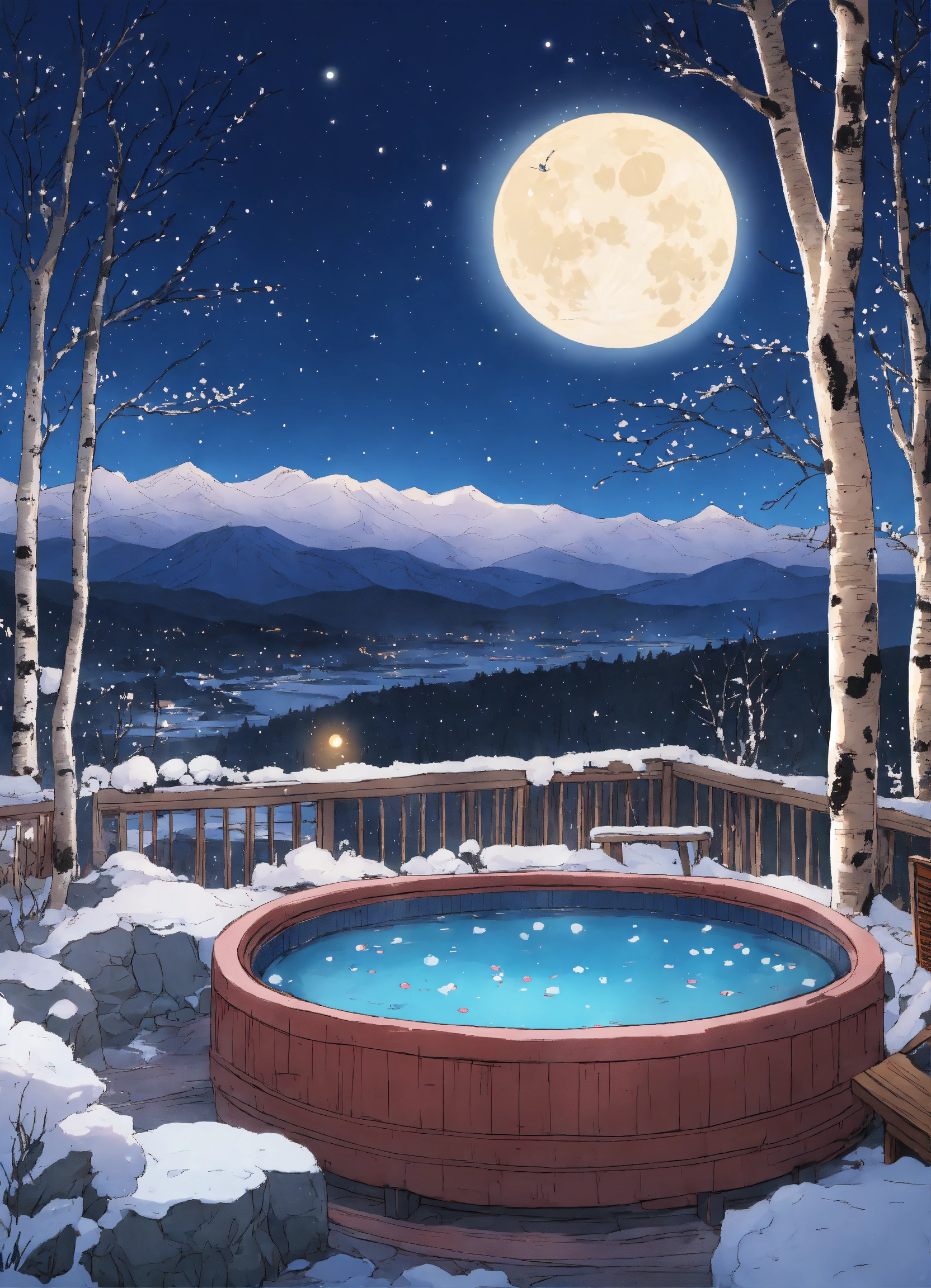 Lexica - Japanese hot spring, open-air bath, winter scenery ...