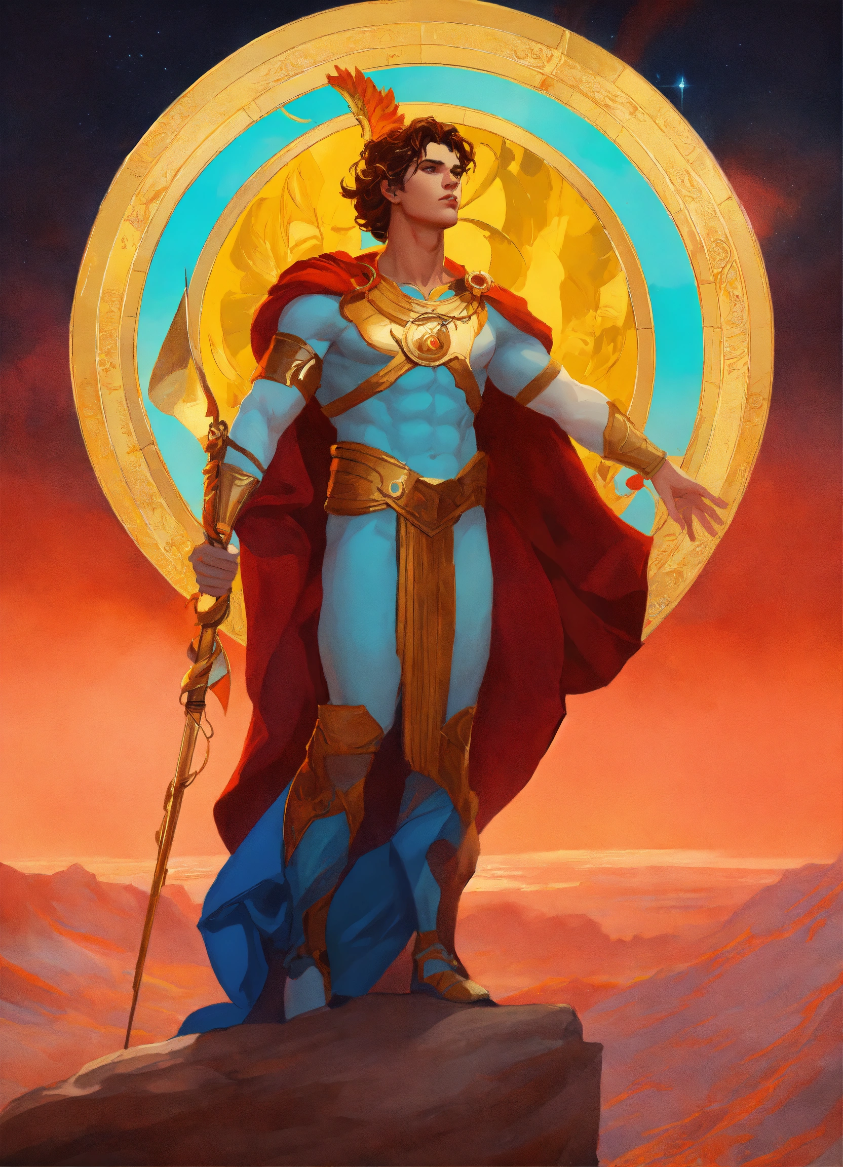 Lexica - The god Apollo, cartoon oil paint, 2D illustration style ...