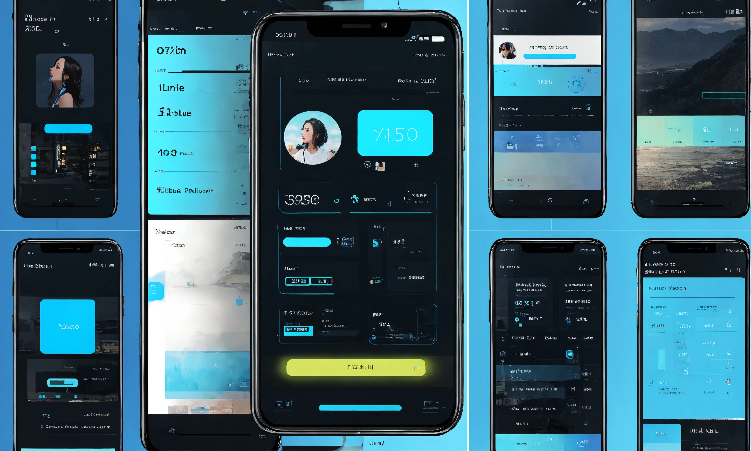 Lexica - Digital phone blue black ux/ui