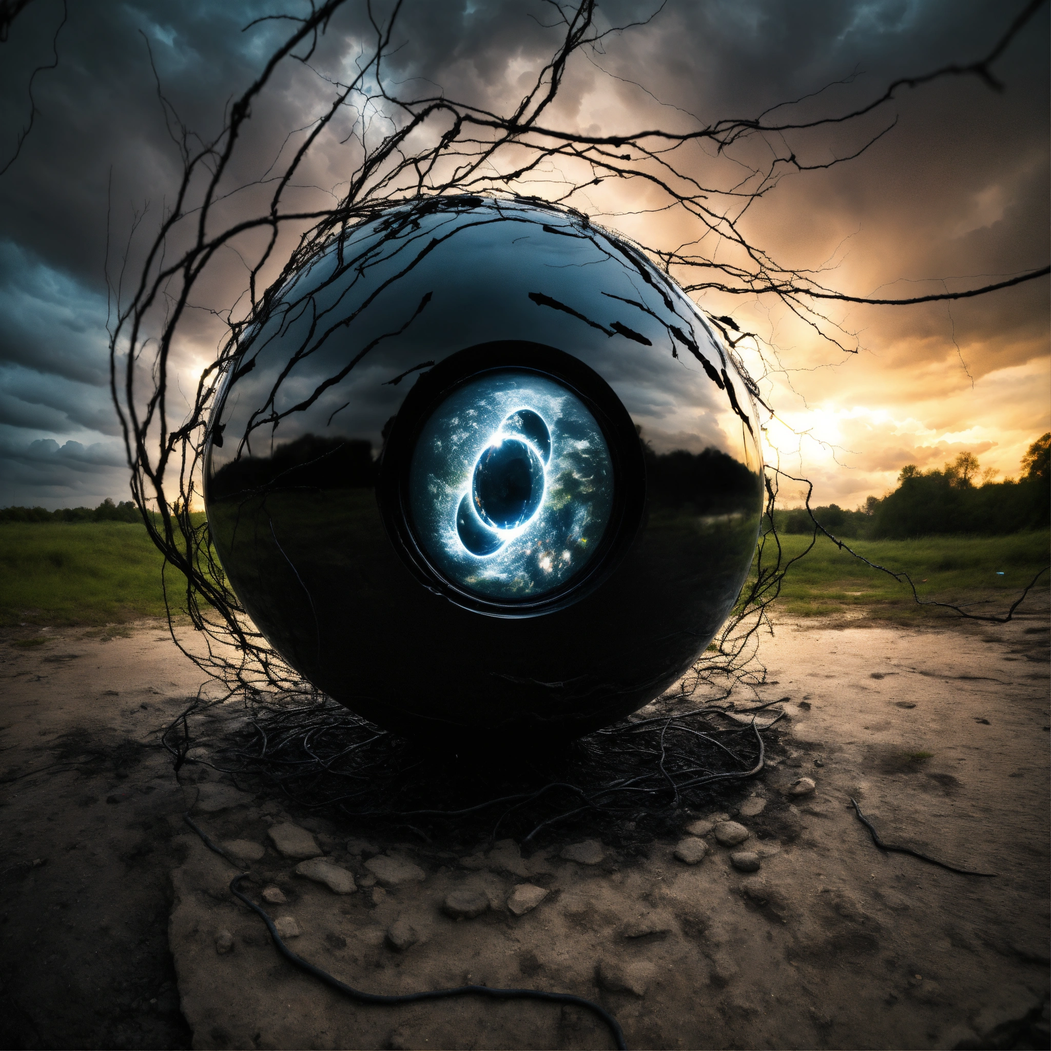 Lexica - Photo fish eye 3d Digital art Black strange object odd shape ...