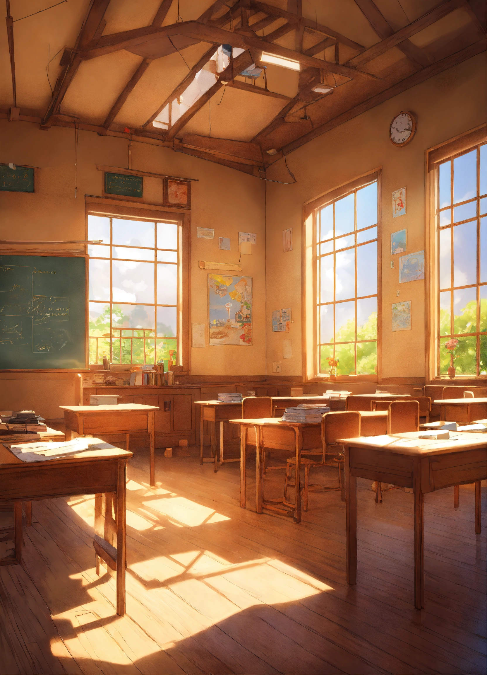 Lexica - School classroom,artstation, ghibli studio,4k, sharp , anime style