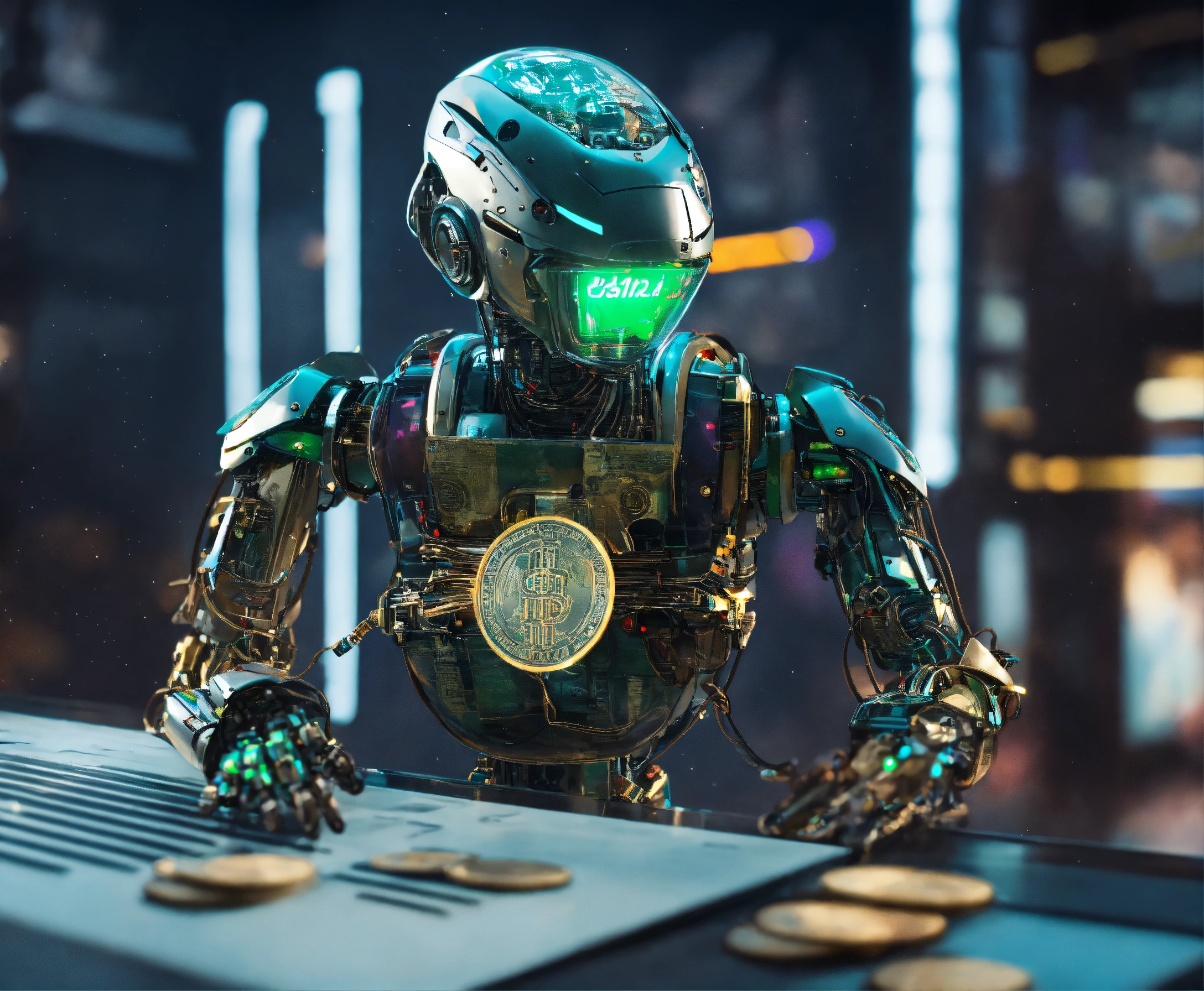 Lexica - A futuristic robot with money