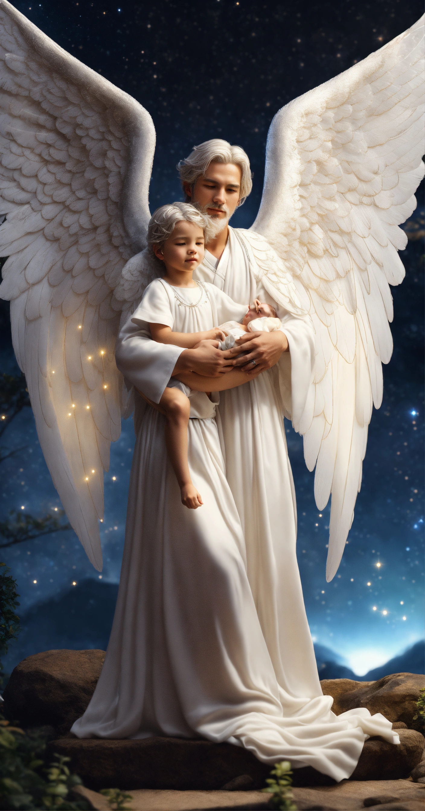 Lexica - 2 male guardian angels with detailed and luminous white angel ...