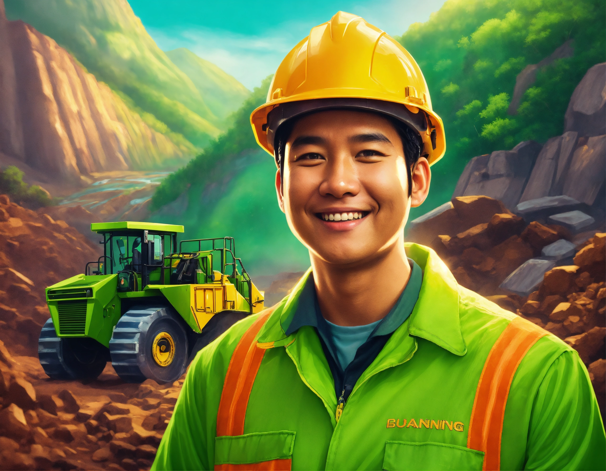 Lexica - Technical officer wearing engineering uniform, security helmet ...