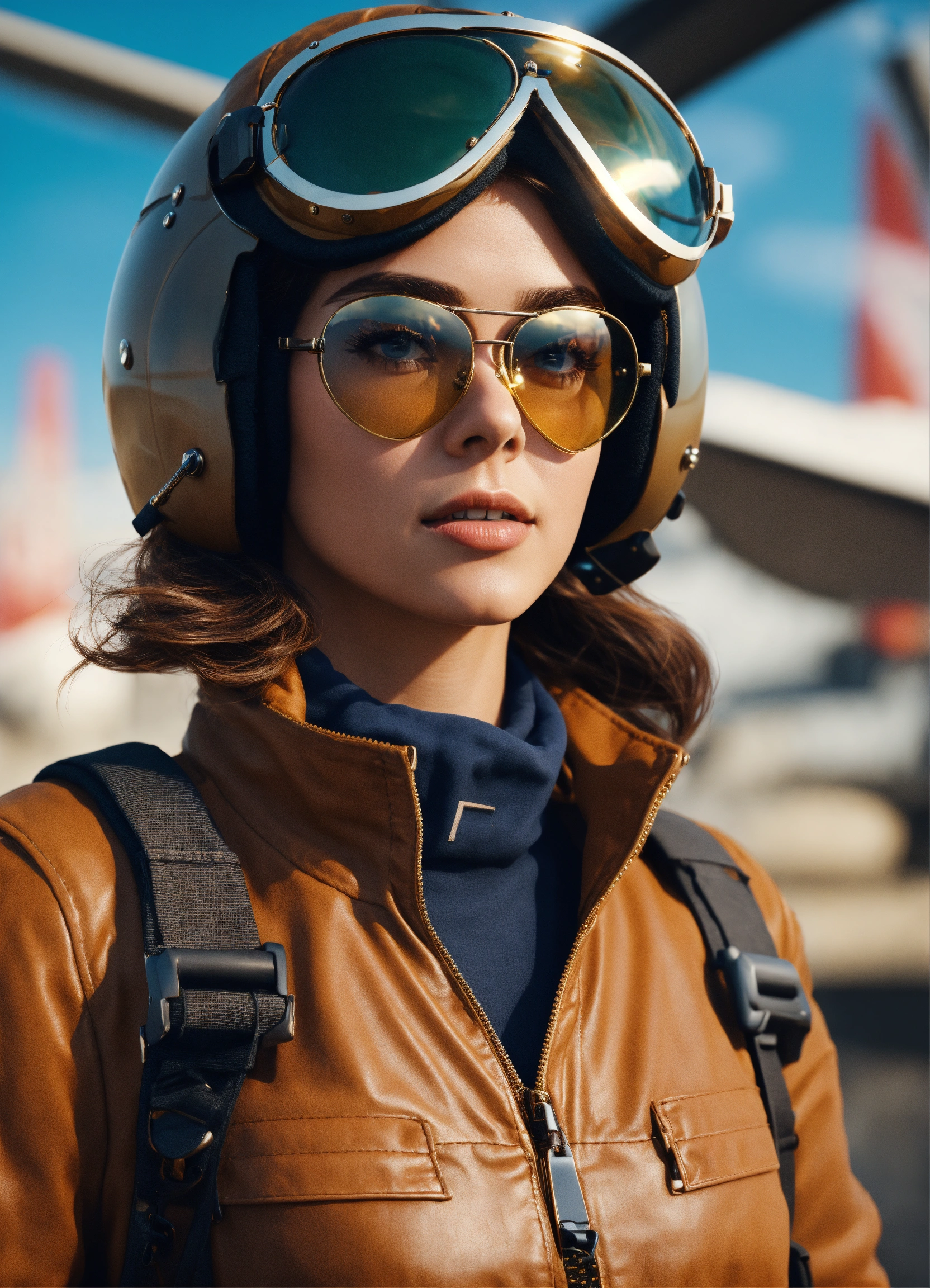 Lexica - A beautiful girl pilot wearing aviator googles, unreal engine ...
