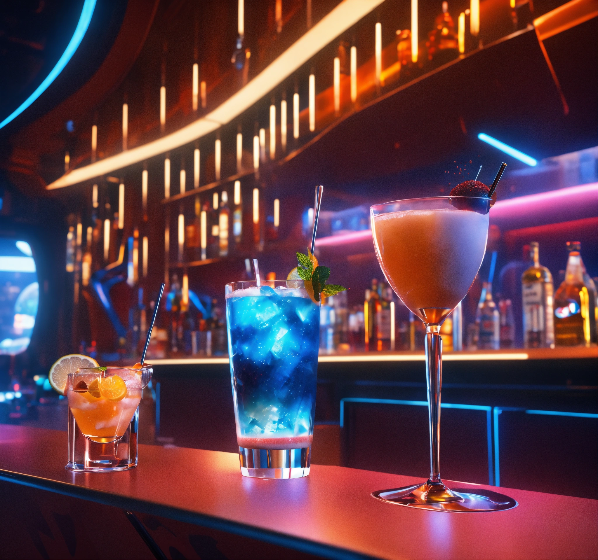 Lexica - Strange futuristic drinks at bar in space port bar, 8K ...