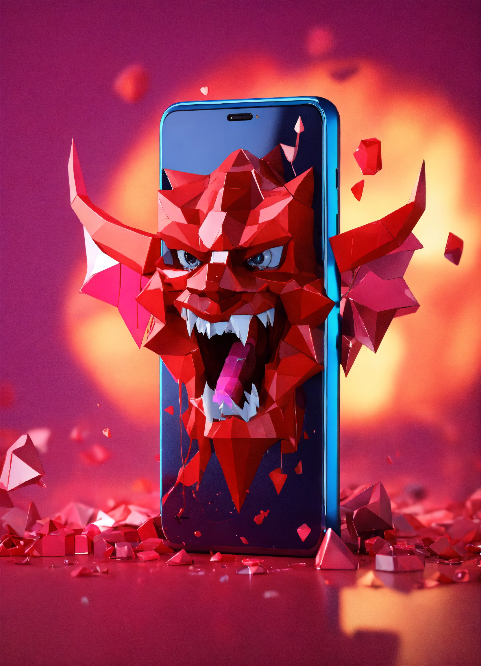 Lexica - Satan biting hard into smart phone screen crying for love ...