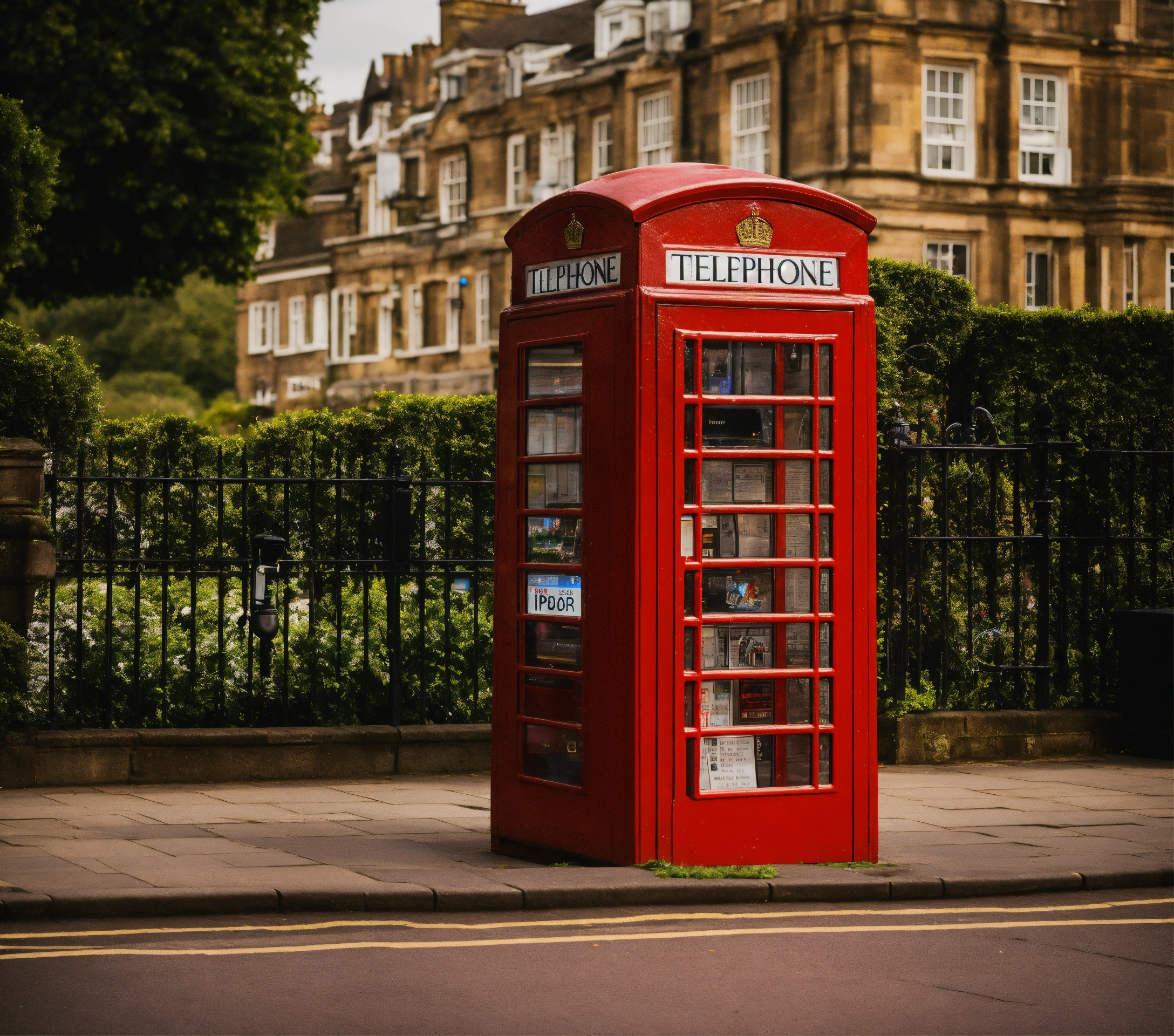 Lexica - A British telephone booth with the letters "iPhone" on it.