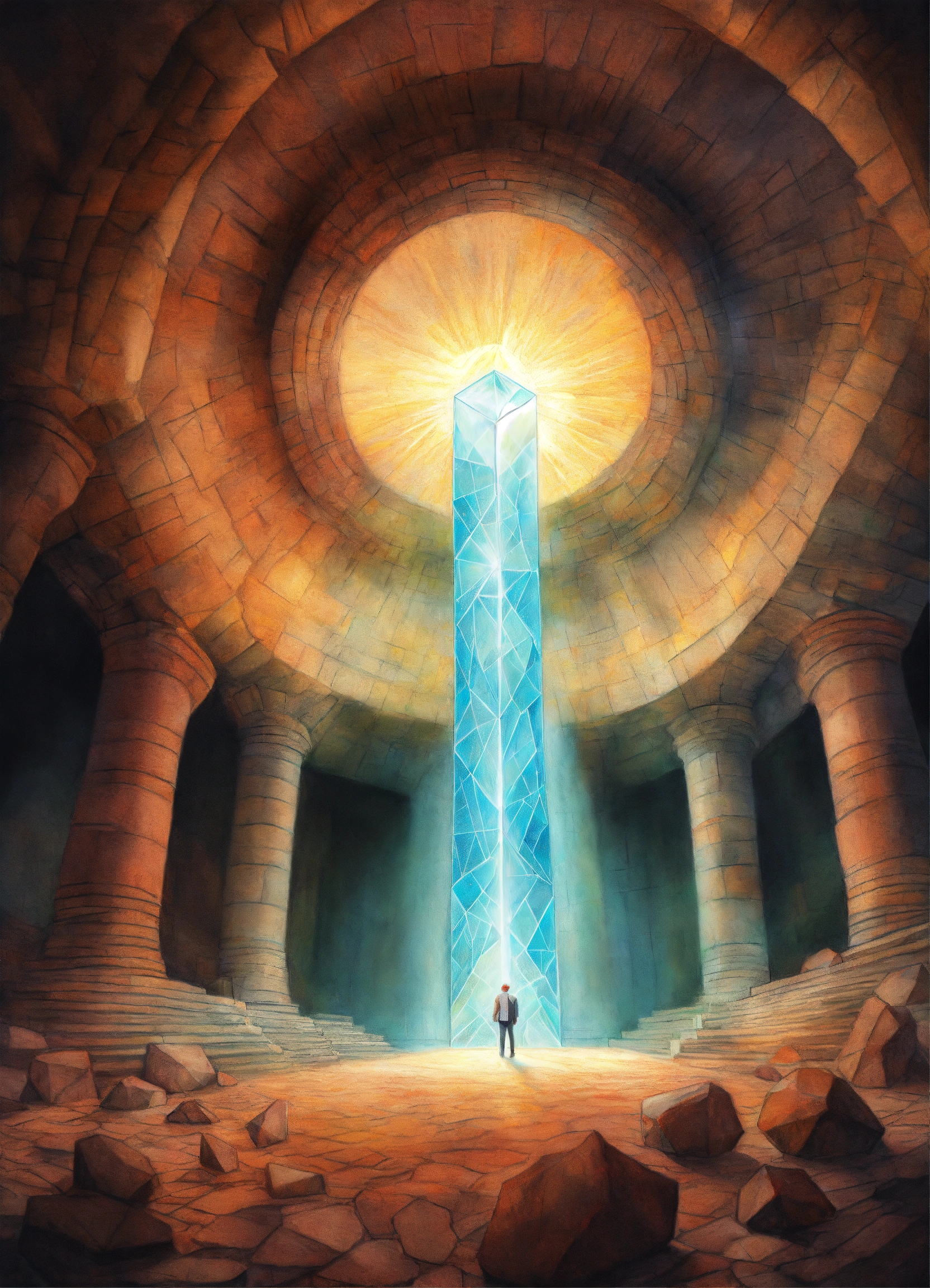 Lexica - Realistic colored pencil illustration of a large underground ...