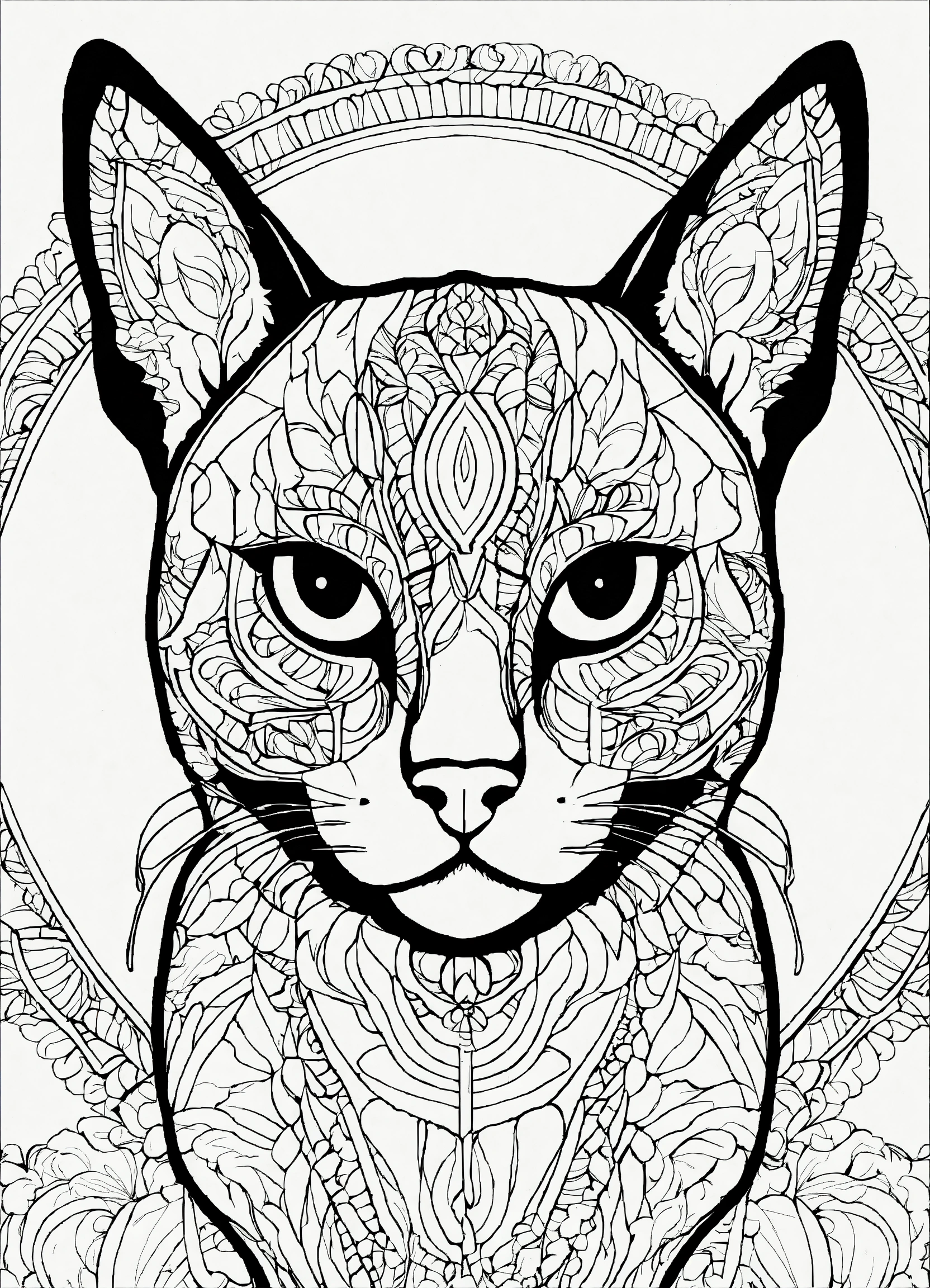 Lexica - Coloring page for adults, bold lines, dark lines, mandala ...