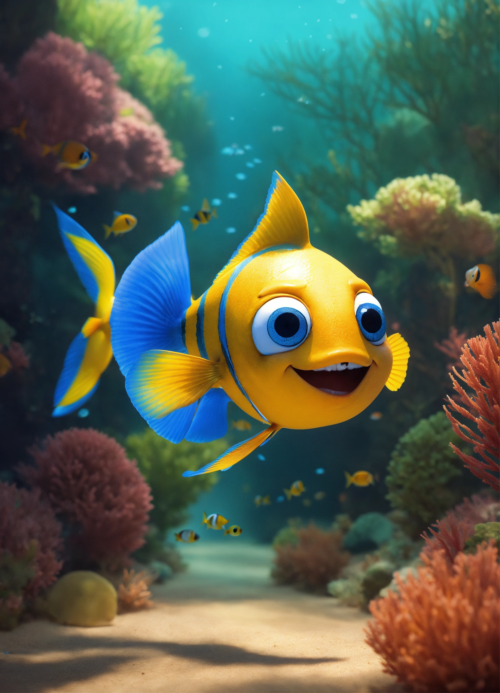 Lexica - A cute flying fish, pixar style