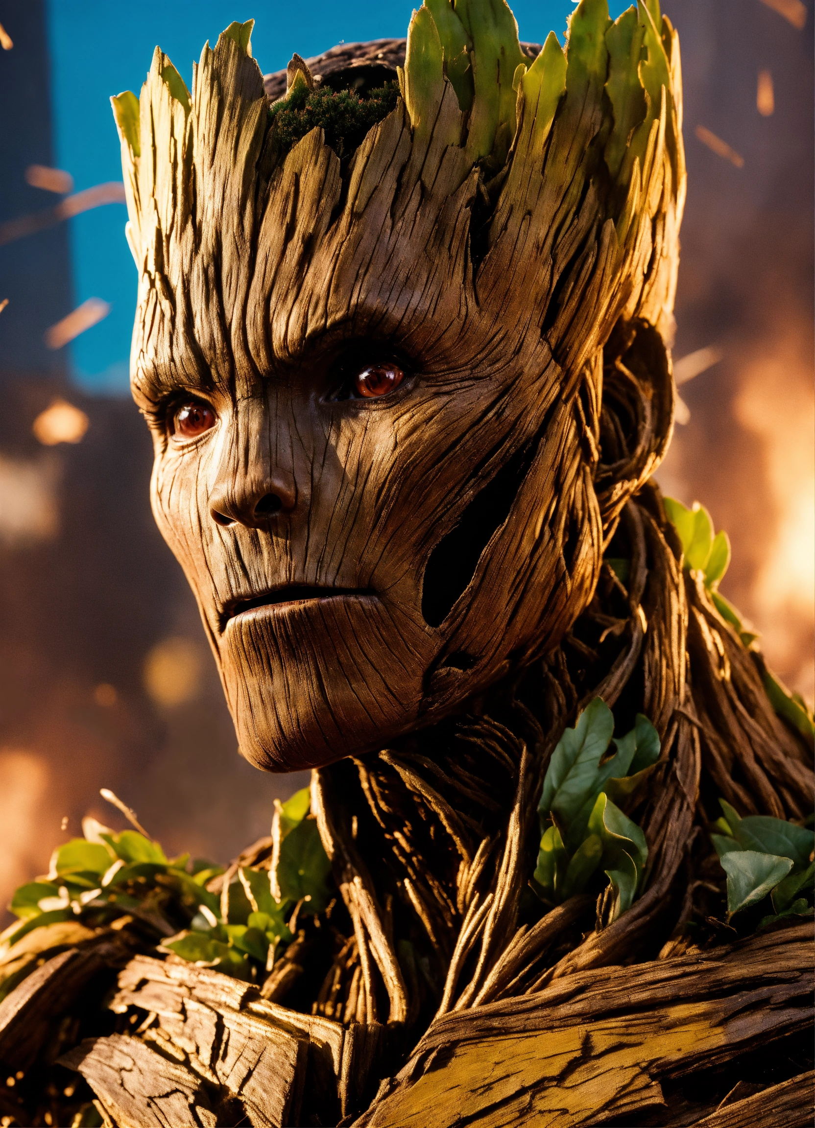 Lexica - Closeup Marvel GROOT,8k ,in the war