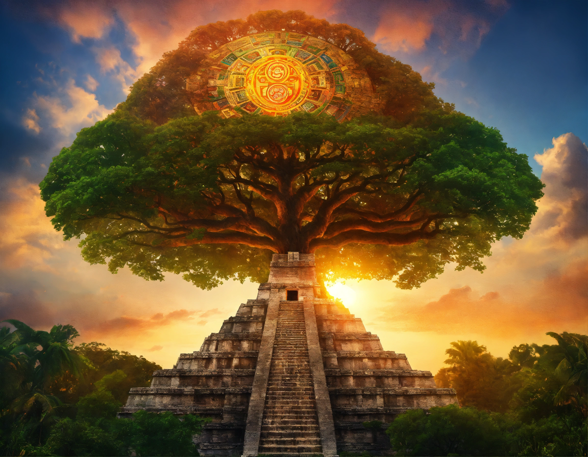 Lexica - Photo realistic image of the mayan tree of earth, with the 7 ...