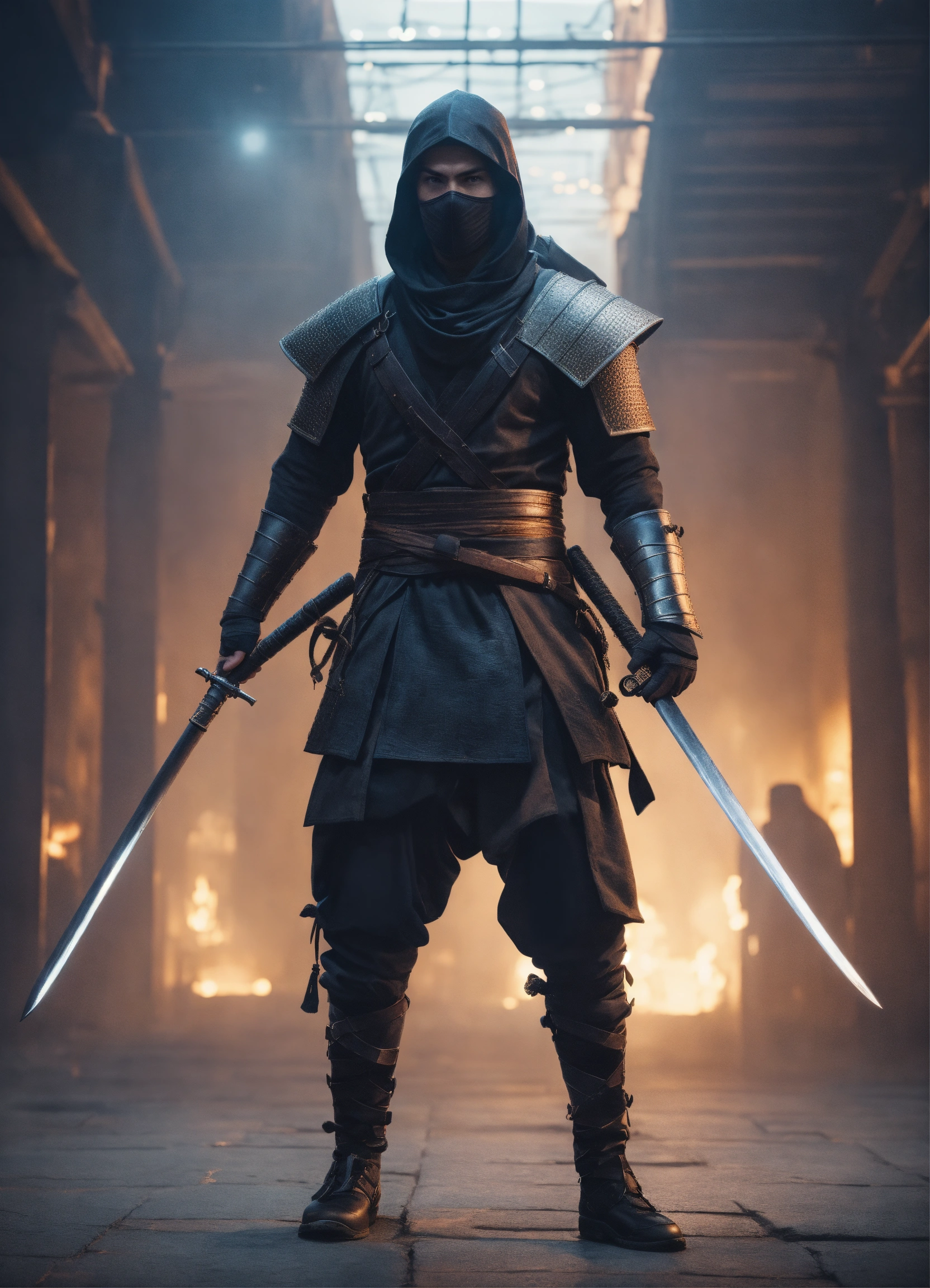 Lexica - A realistic full body portrait of a male medival ninja ...
