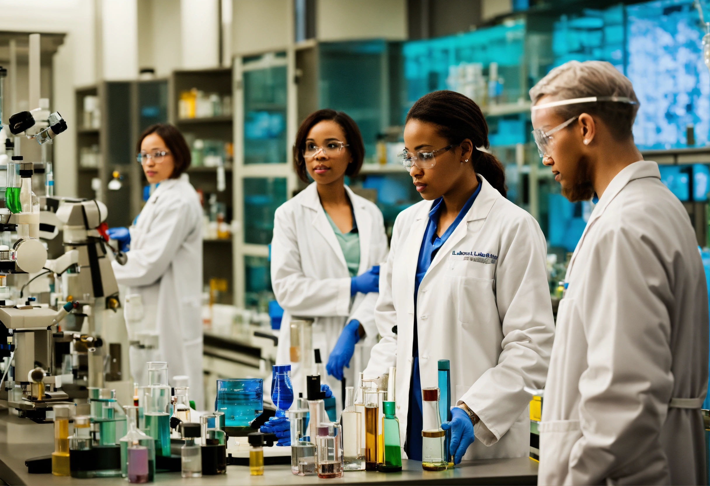 Lexica - A photo of a diverse group of multiple scientist wearing lab ...