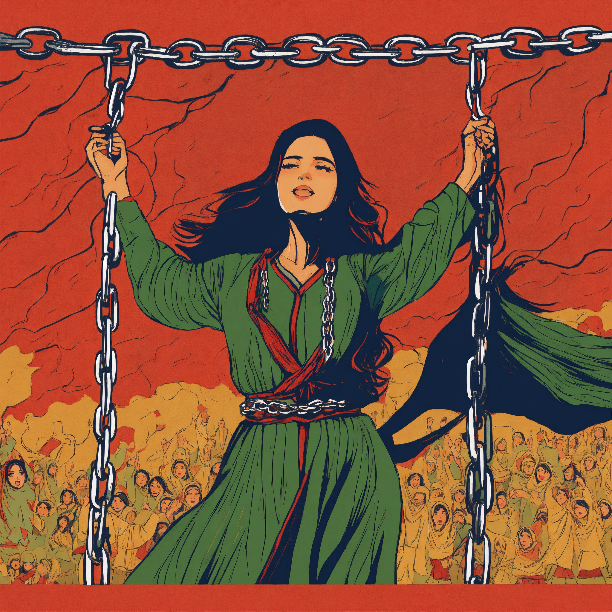 Lexica - An illustration depicting Iranian women breaking free from ...