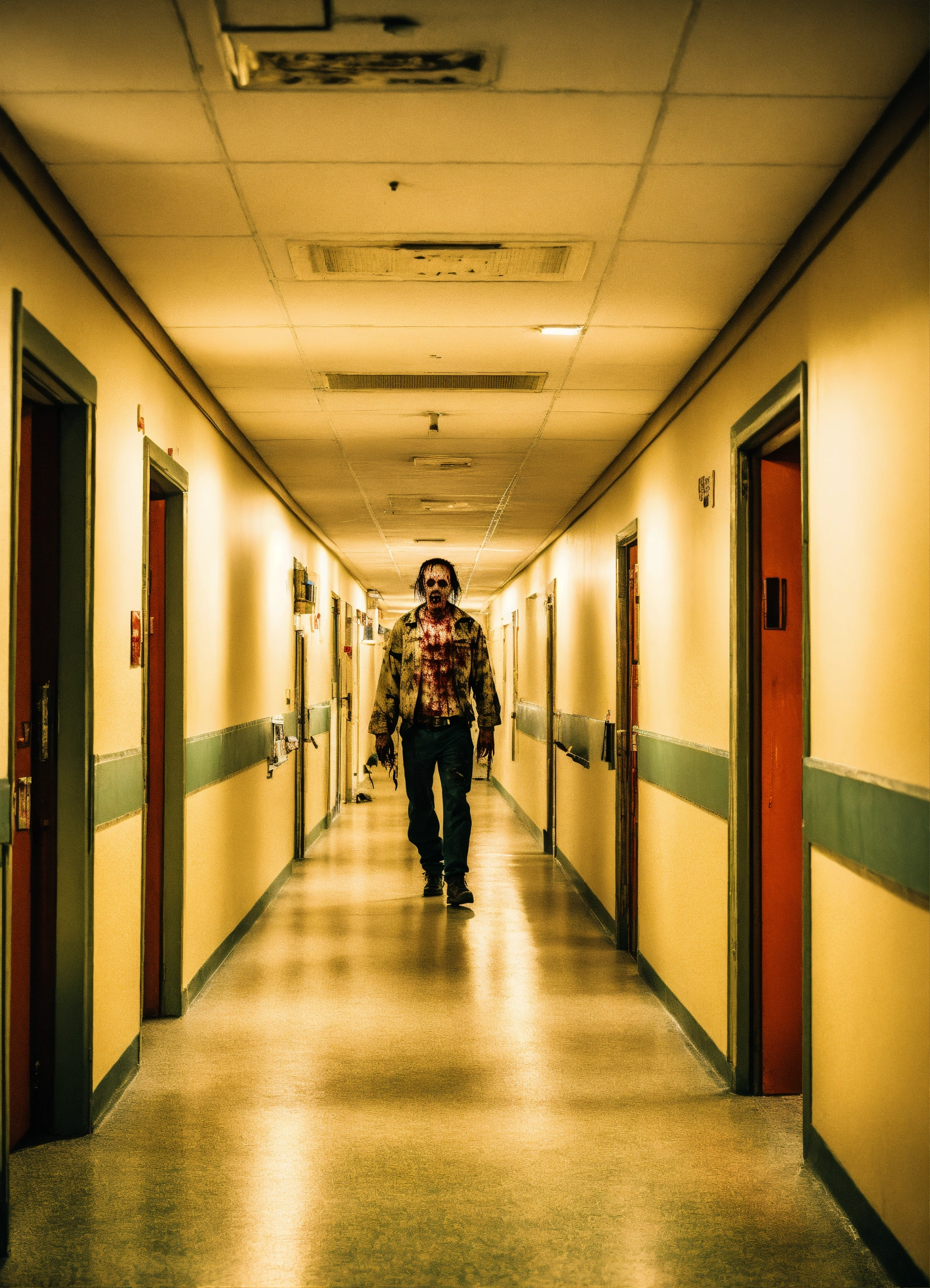 Lexica - Documentary photography of zombie apocalypse inside a corridor ...