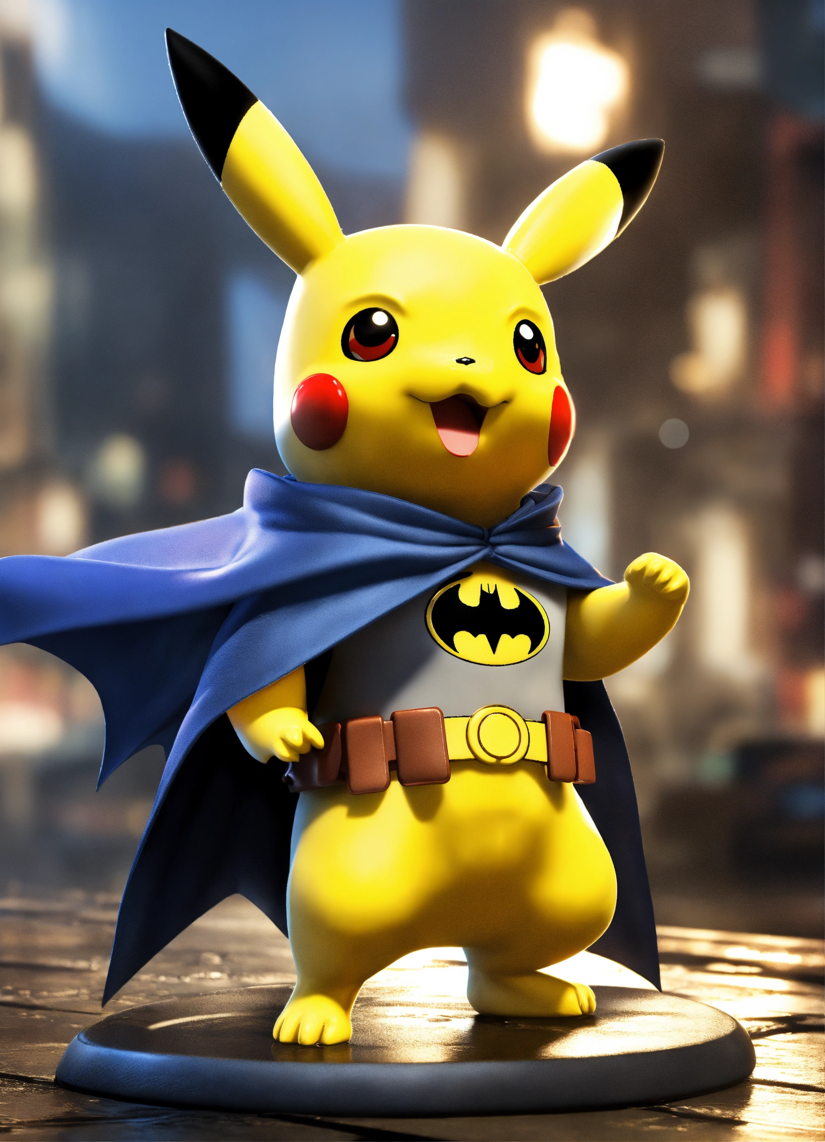 Lexica - A pikachu wearing the cloths of batman ,render oktan 3d