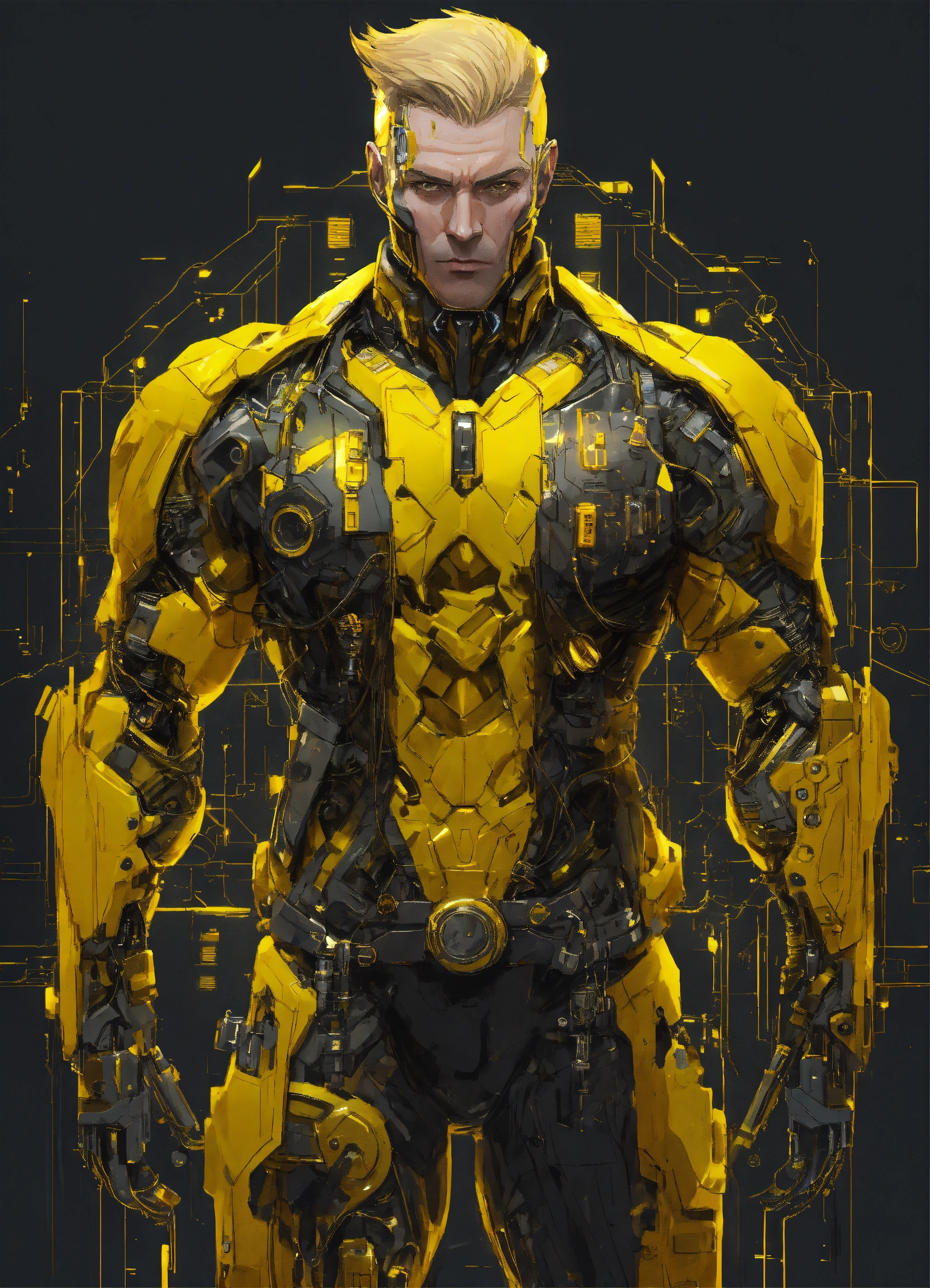 Lexica - Pale middle-aged dirty-blonde muscular cyberpunk cyborg man ...