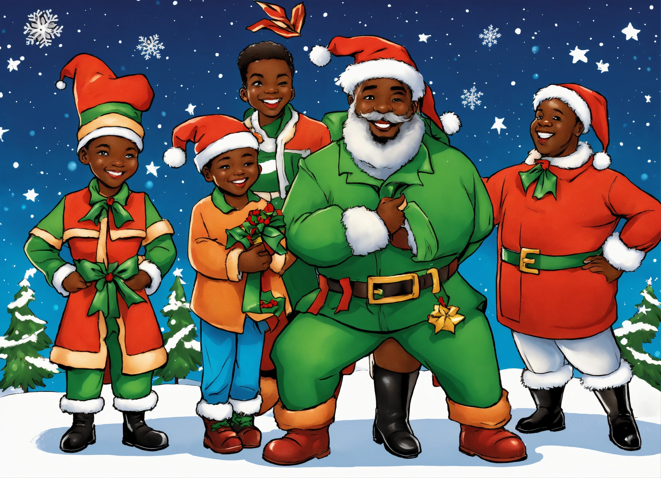 Lexica - CARTOON, ILLUSTRATION, AFRICAN AMERICAN CHRISTMAS HOLIDAY ...
