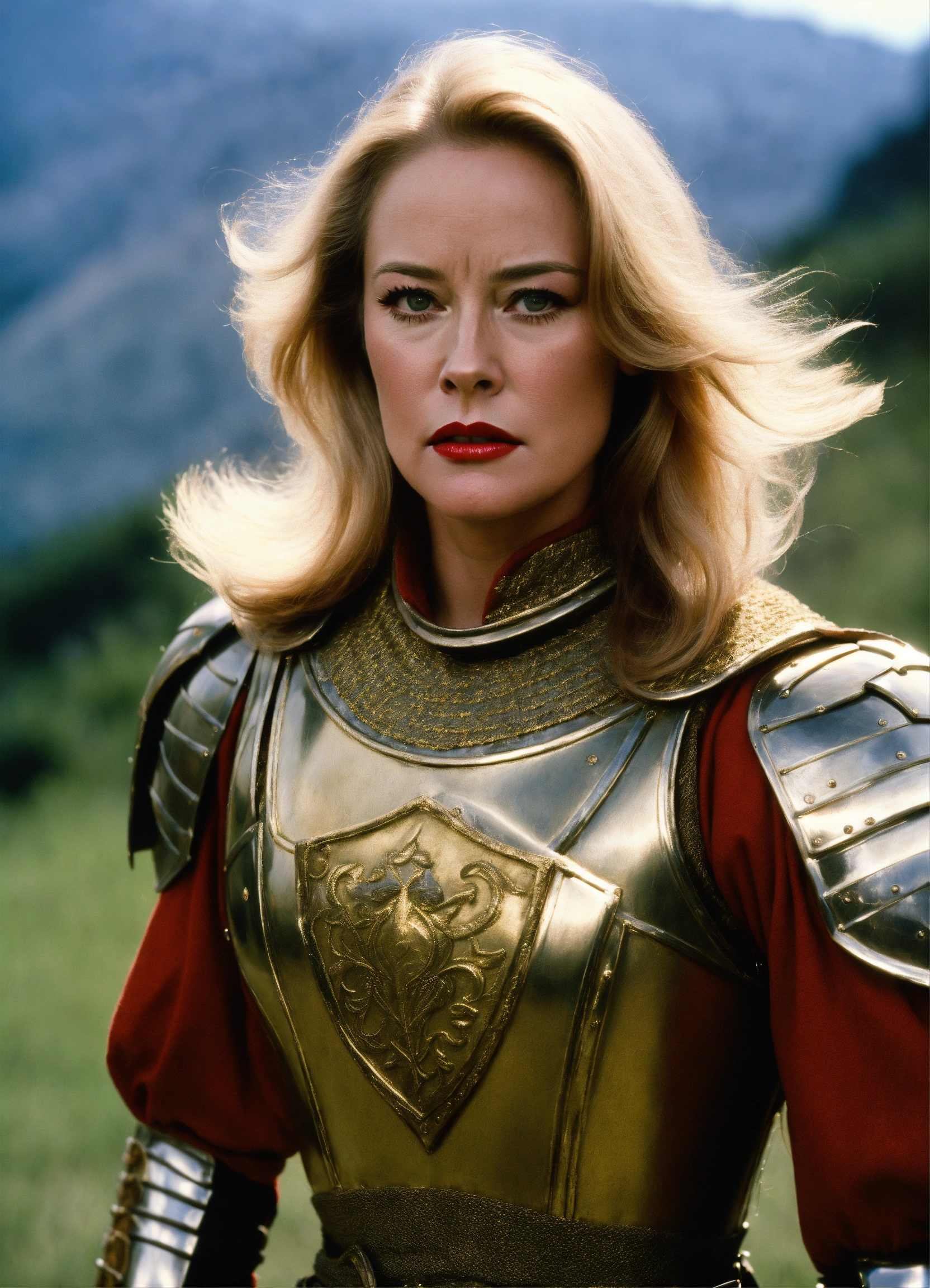 Lexica - Photo quality portrait of Cybill Shepherd as ranger in knight ...