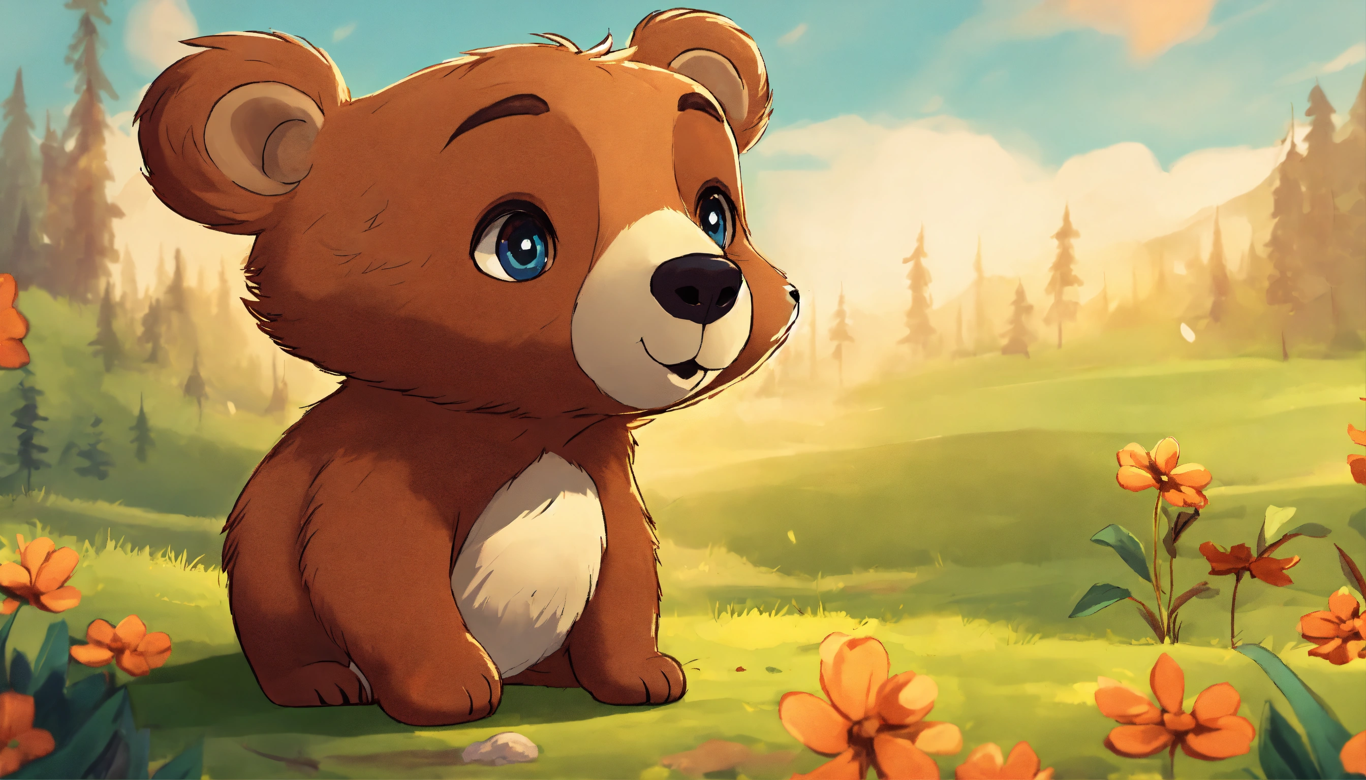 Lexica - A cartoon-style cute bear cub