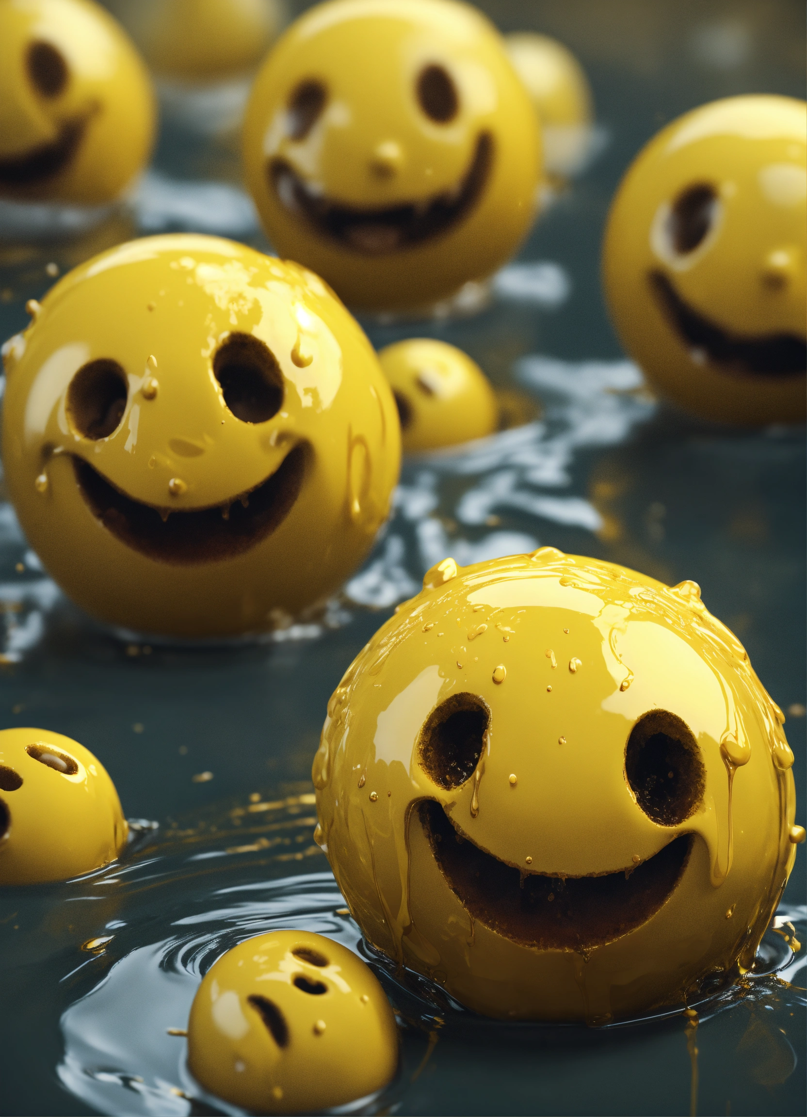 Lexica - Four melting smiley faces next to one another, 4k render ...