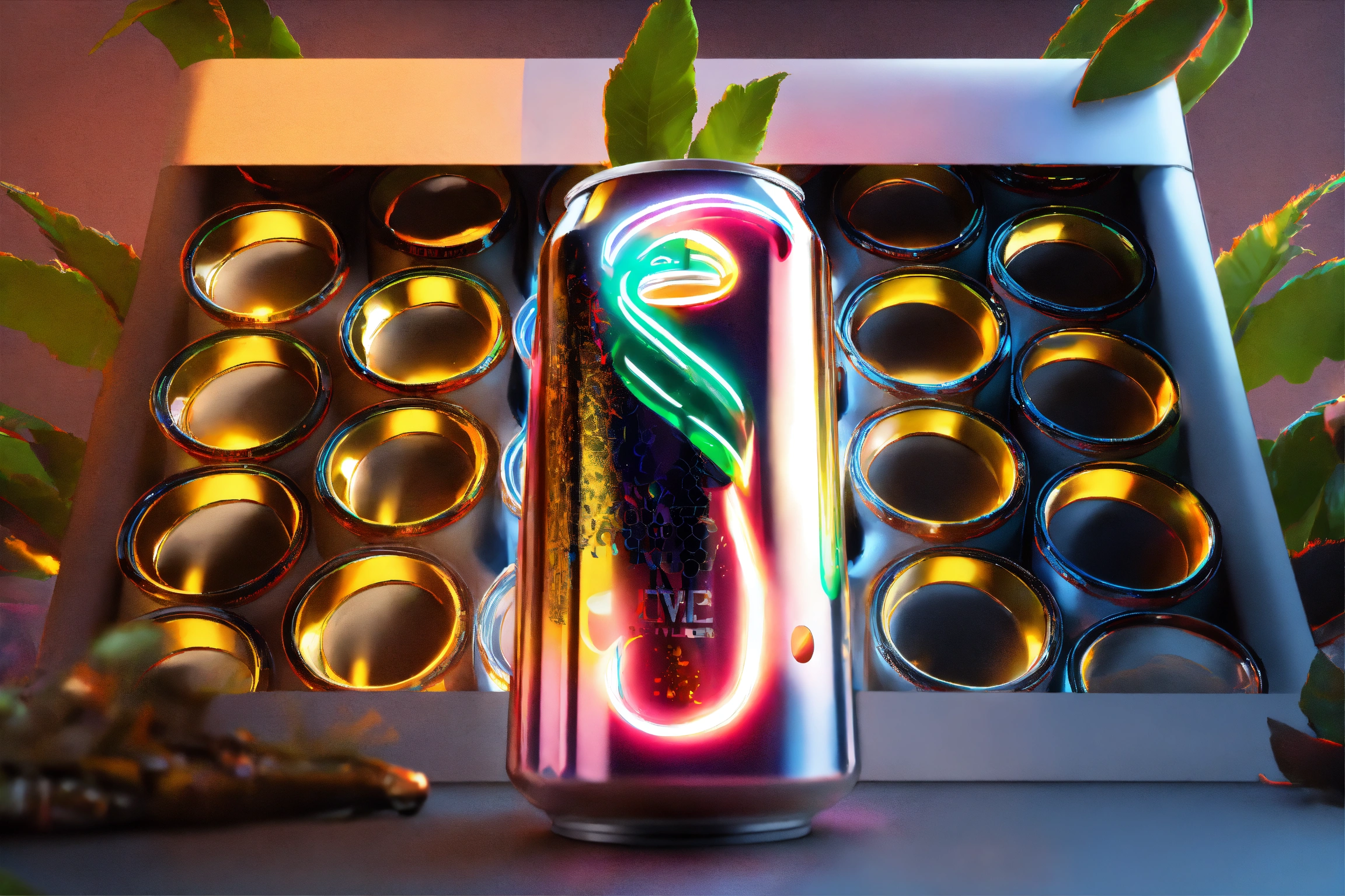 Lexica - Futuristic neon, ultradetailed, 8k, 6 beer can, smoke
