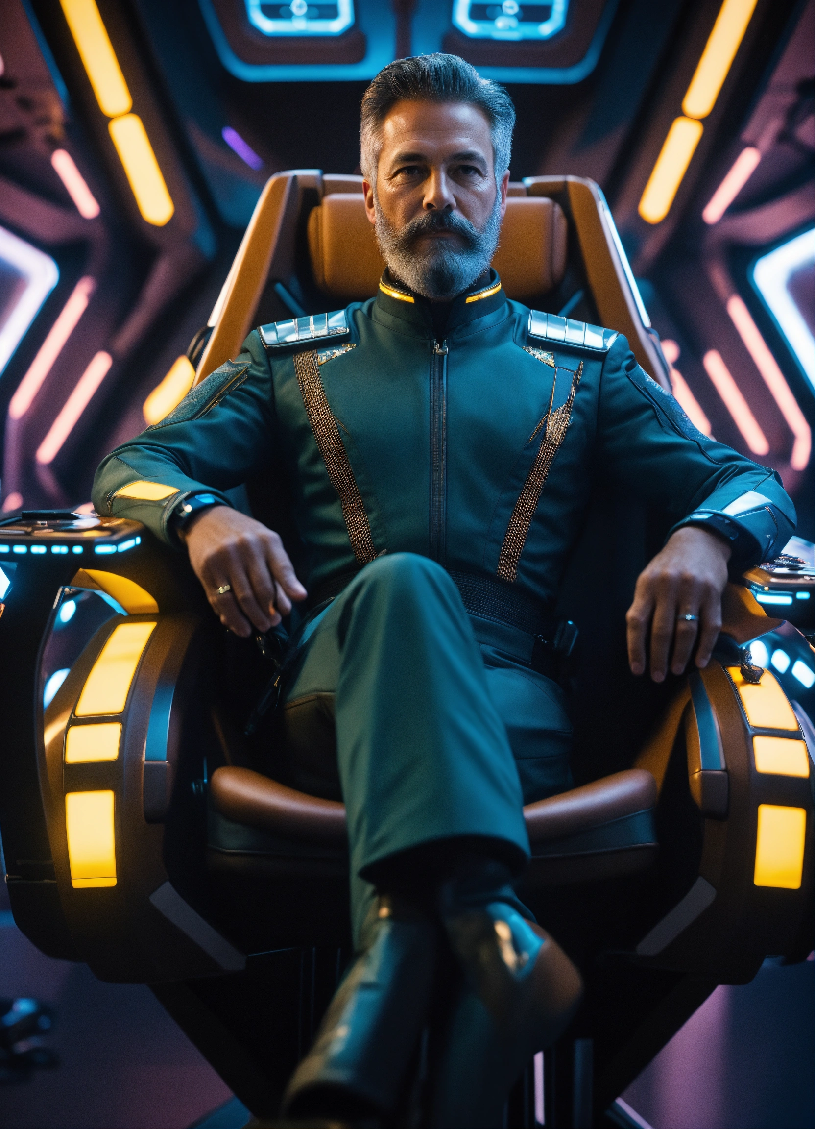 Lexica - 50 year old masculine star commander with trim beard is ...