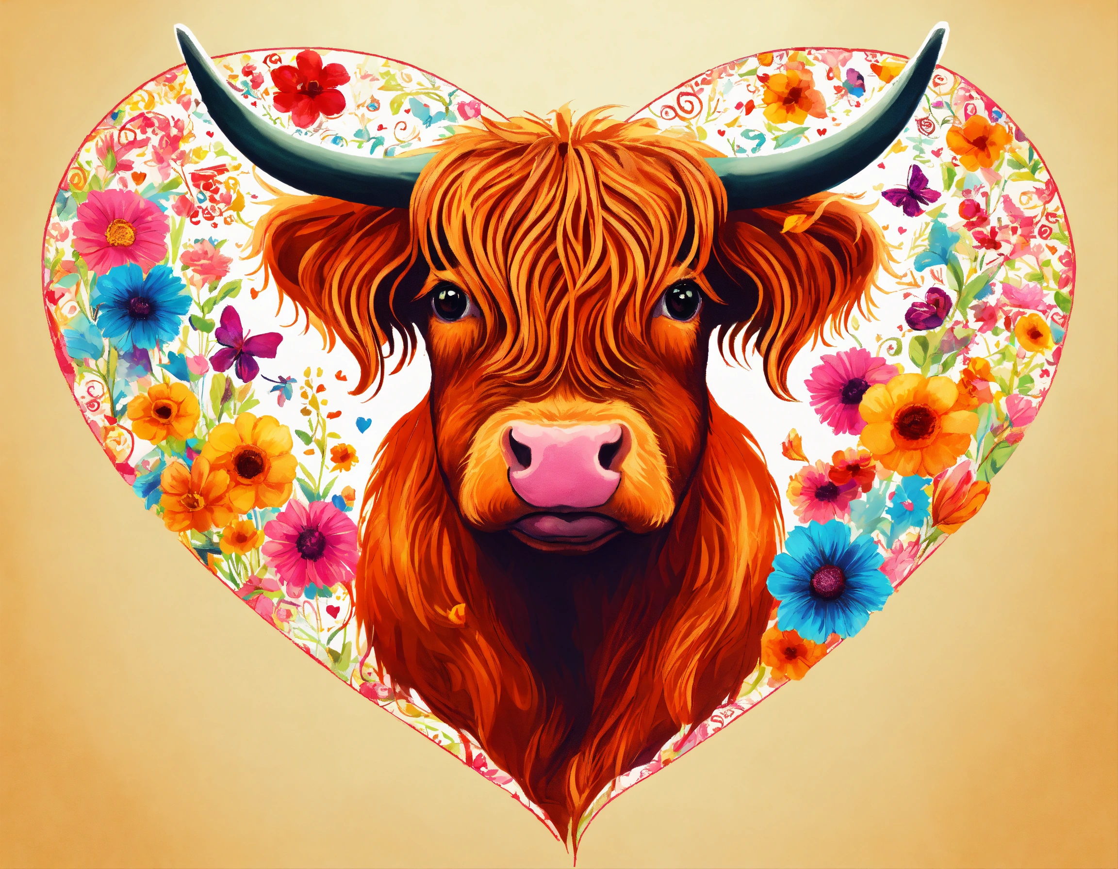 Lexica - Highland cow inside of a heart sticking his tongue out, love ...