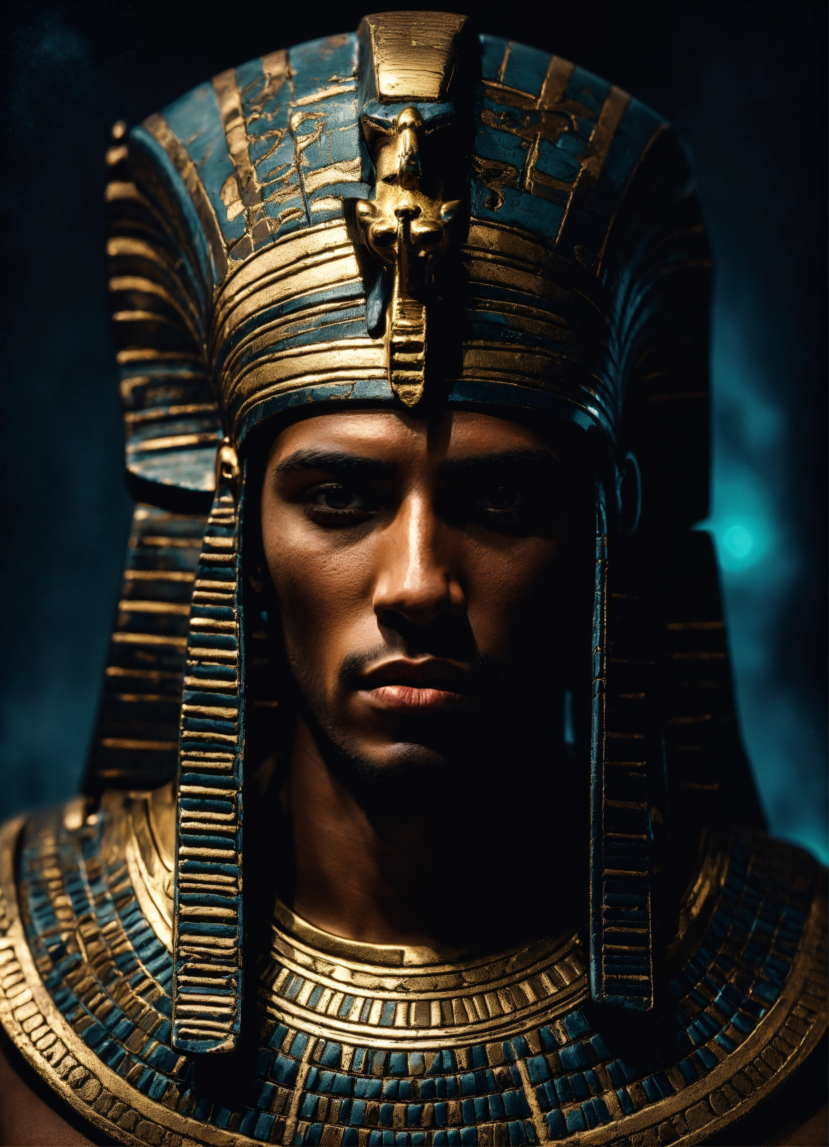 Lexica - Dark fantasy portrait of an ancient Egyptian male pharaoh