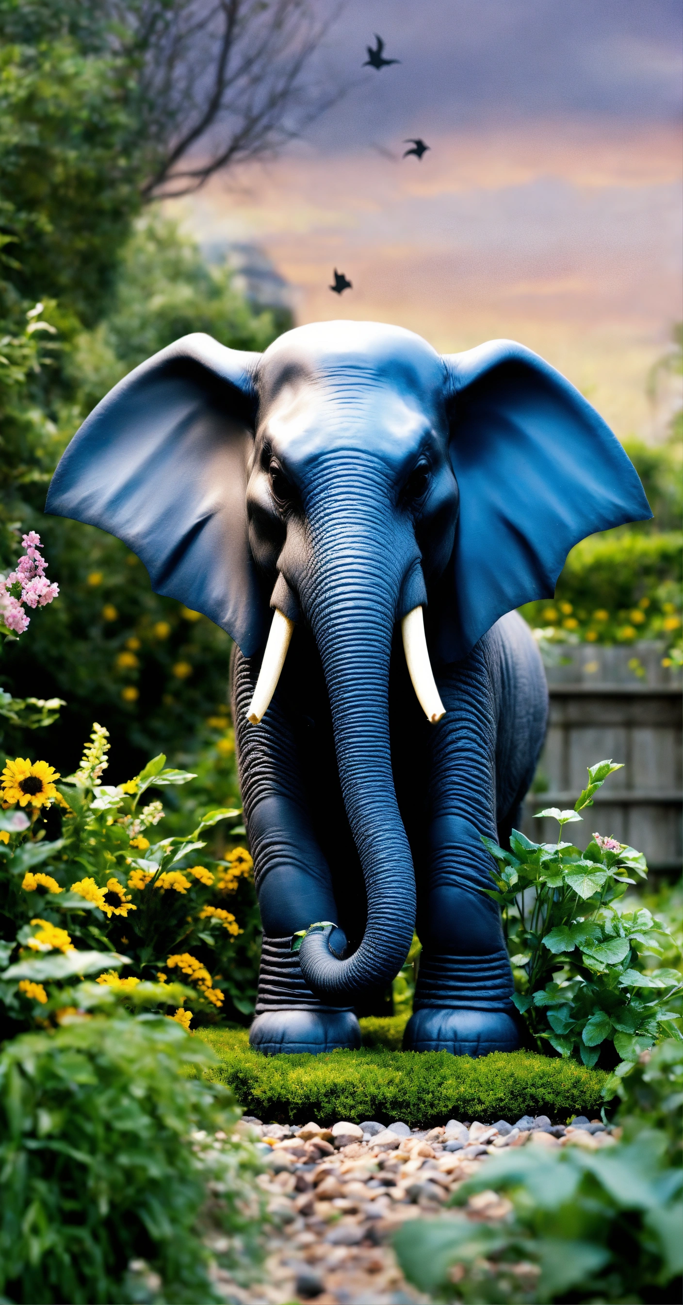 Lexica - Realistic, batman themed elephant, in the garden, amazing ...