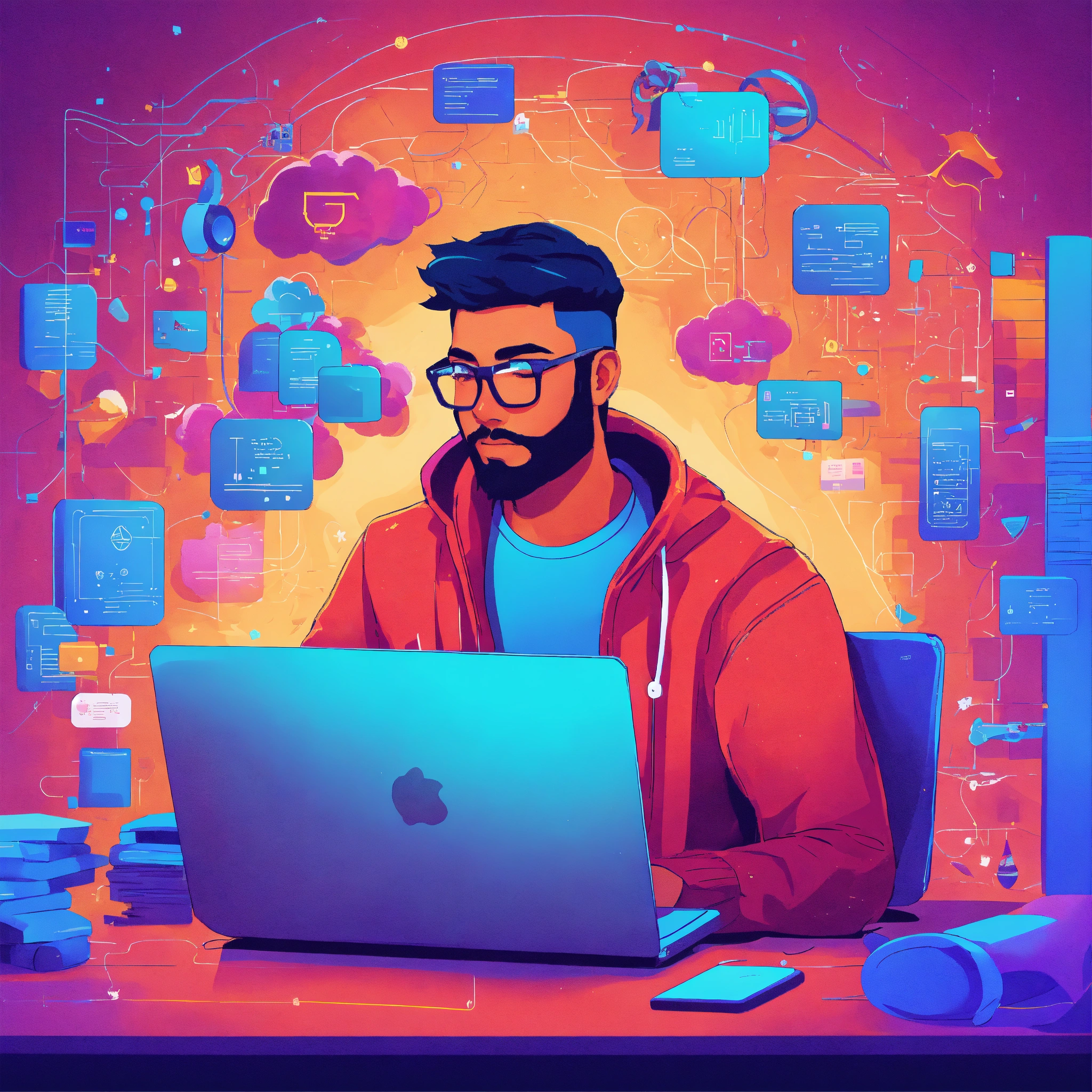 Lexica - An imaginative illustration of a software developer exploring ...