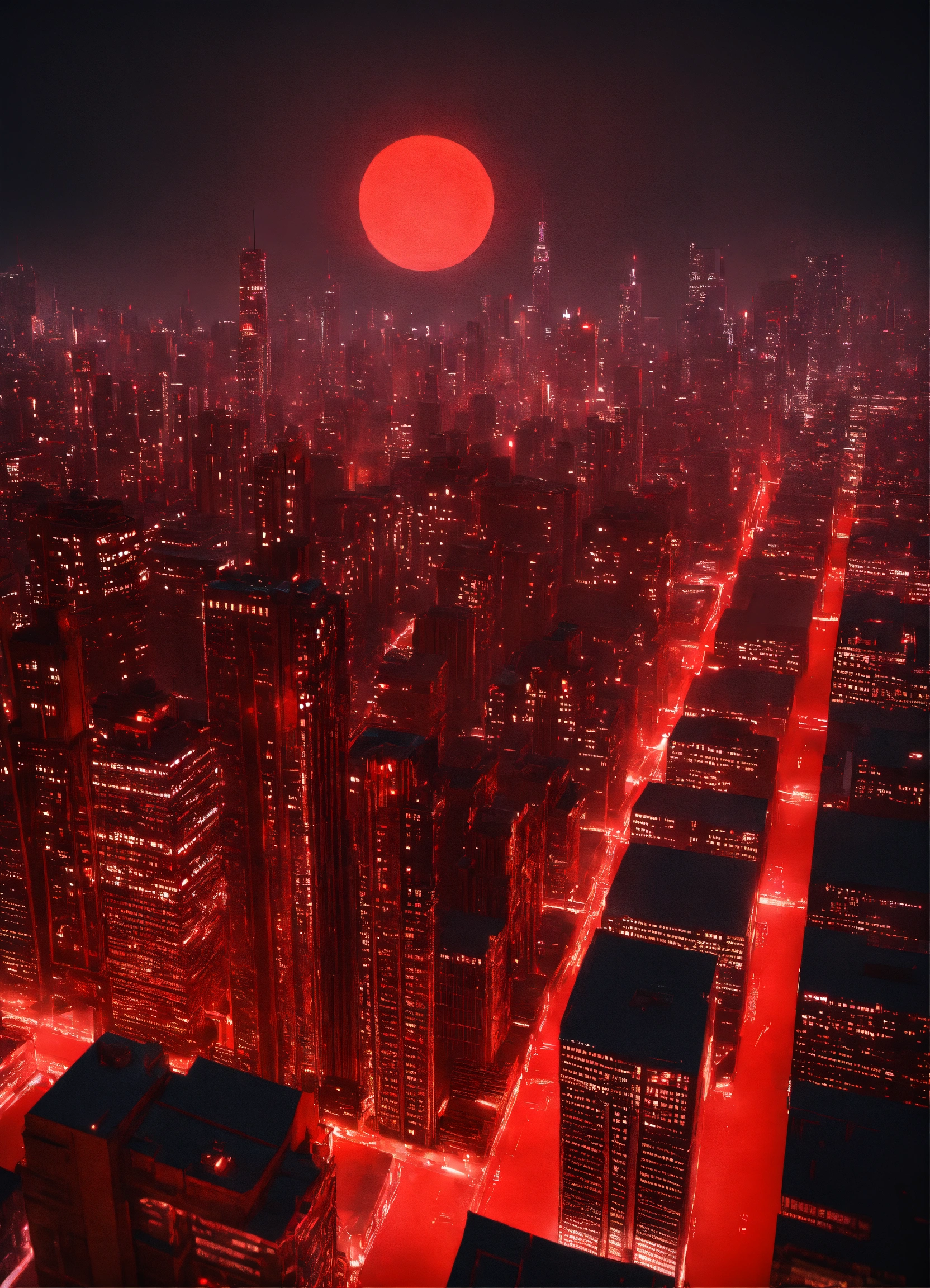 Lexica - Red Gotham City skyline at night, zbrush render, 8k