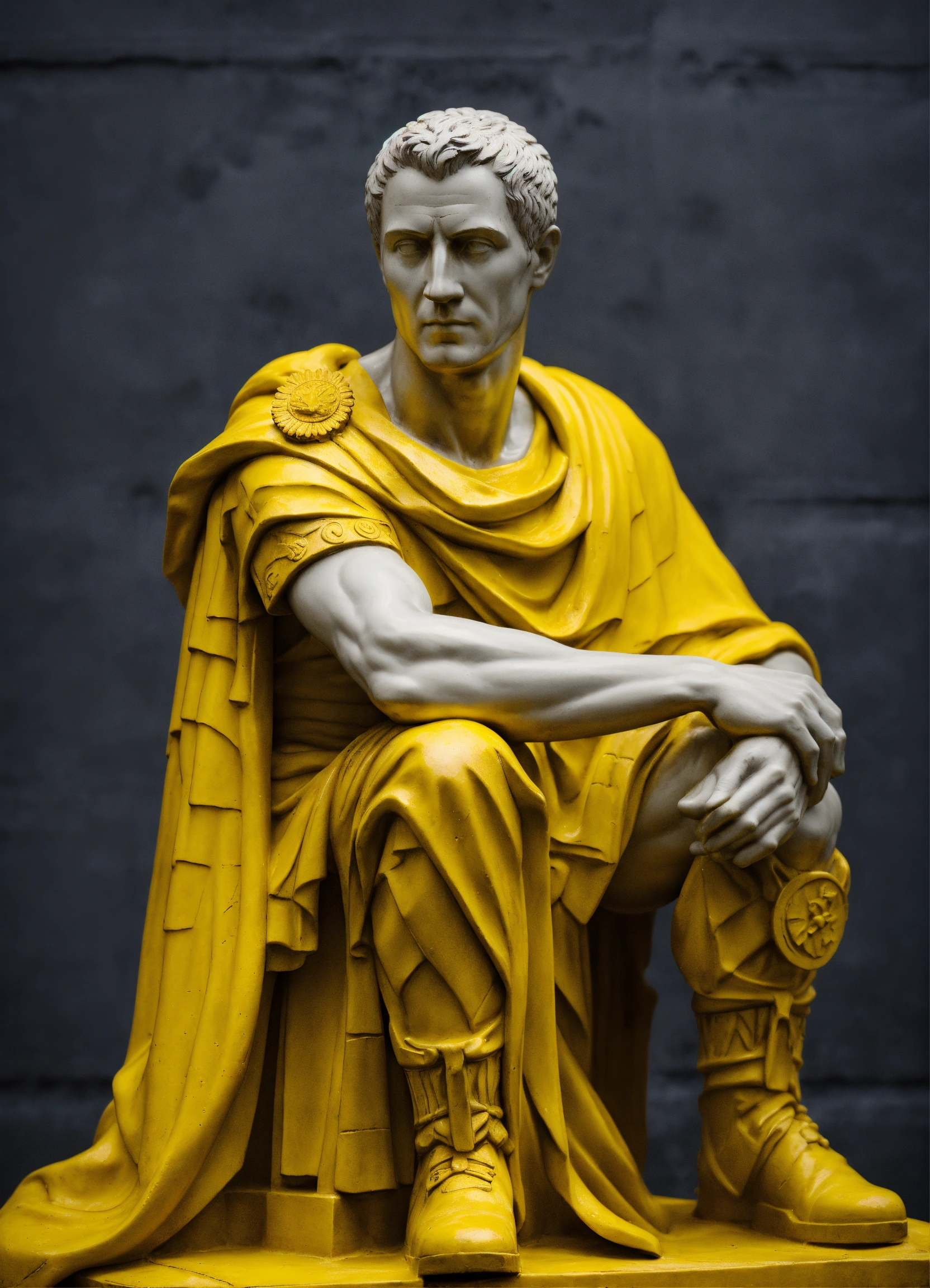 Lexica - Julius Caesar statue of yellow color and matte texture with ...