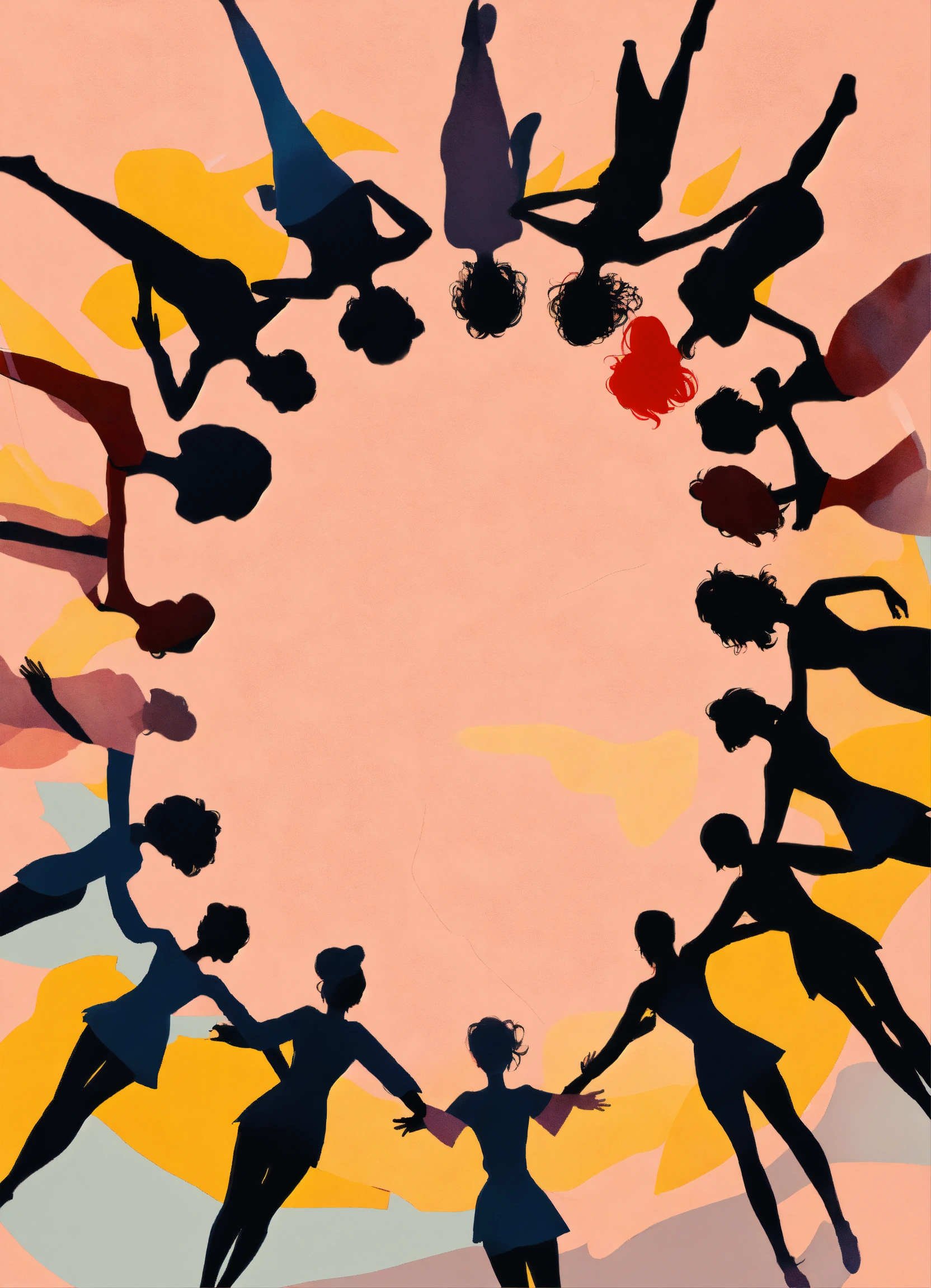 Lexica - A circle of random female silhouettes, embracing each other ...