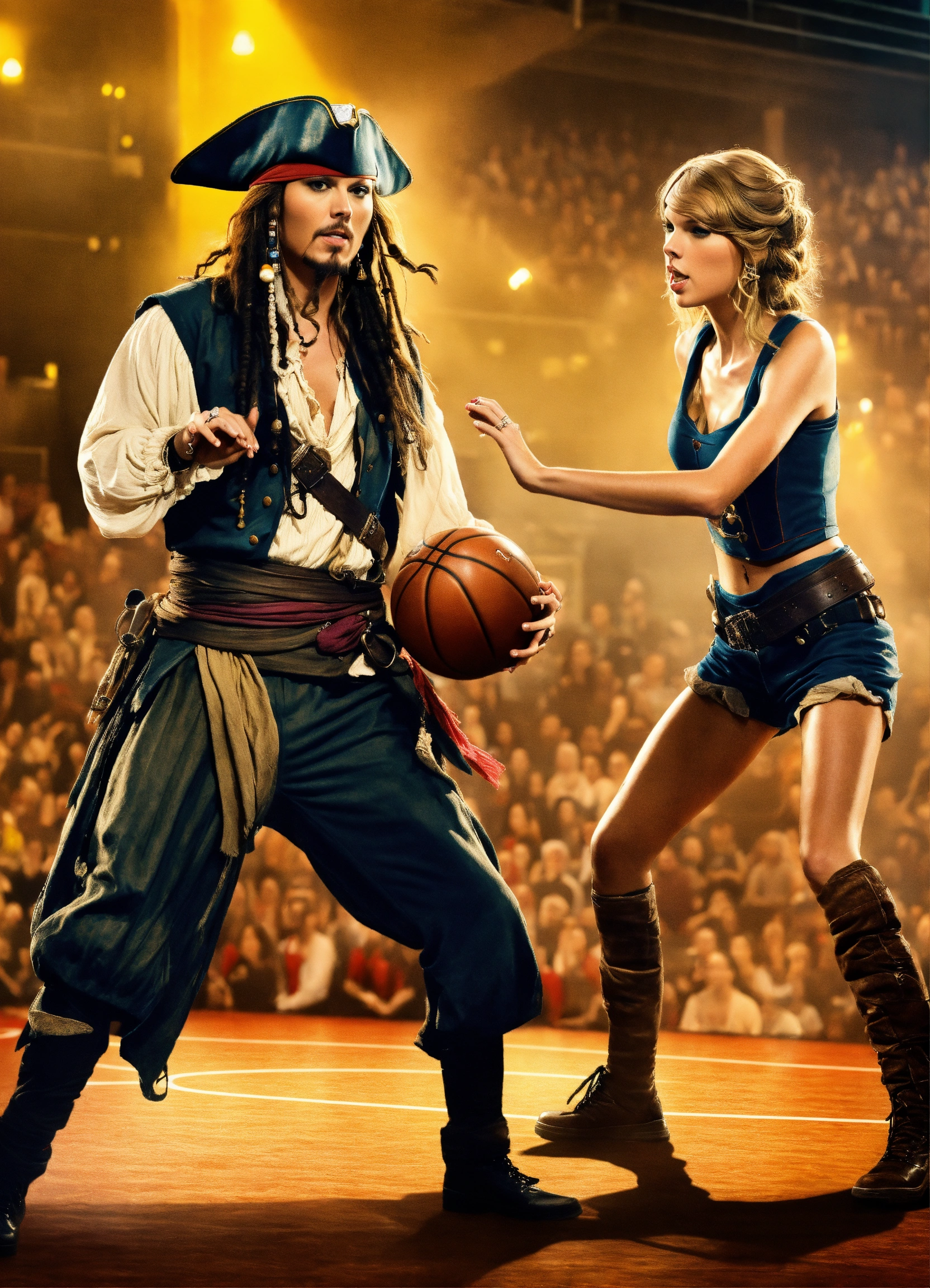 Lexica - Captain Jack Sparrow and Taylor Swift playing basketball